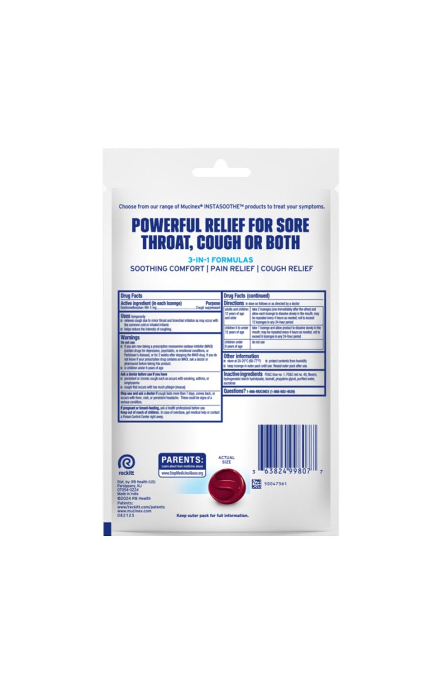 Mucinex InstaSoothe™ Cough Relief Sugar Free Mixed Berry - Shop Cough ...