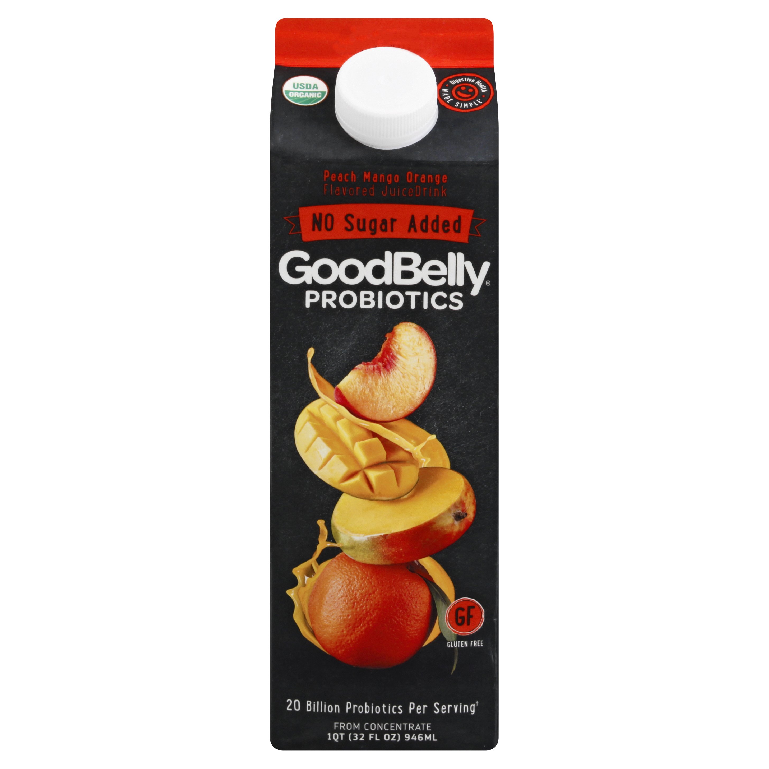 Goodbelly Probiotics No Sugar Added Peach Mango Orange Juice Drink ...