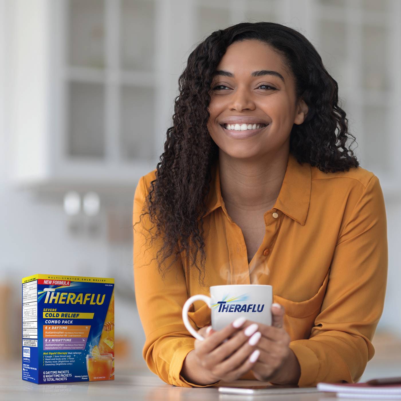 Theraflu Combo Daytime and Nighttime Severe Cold Relief Powder, Honey ...