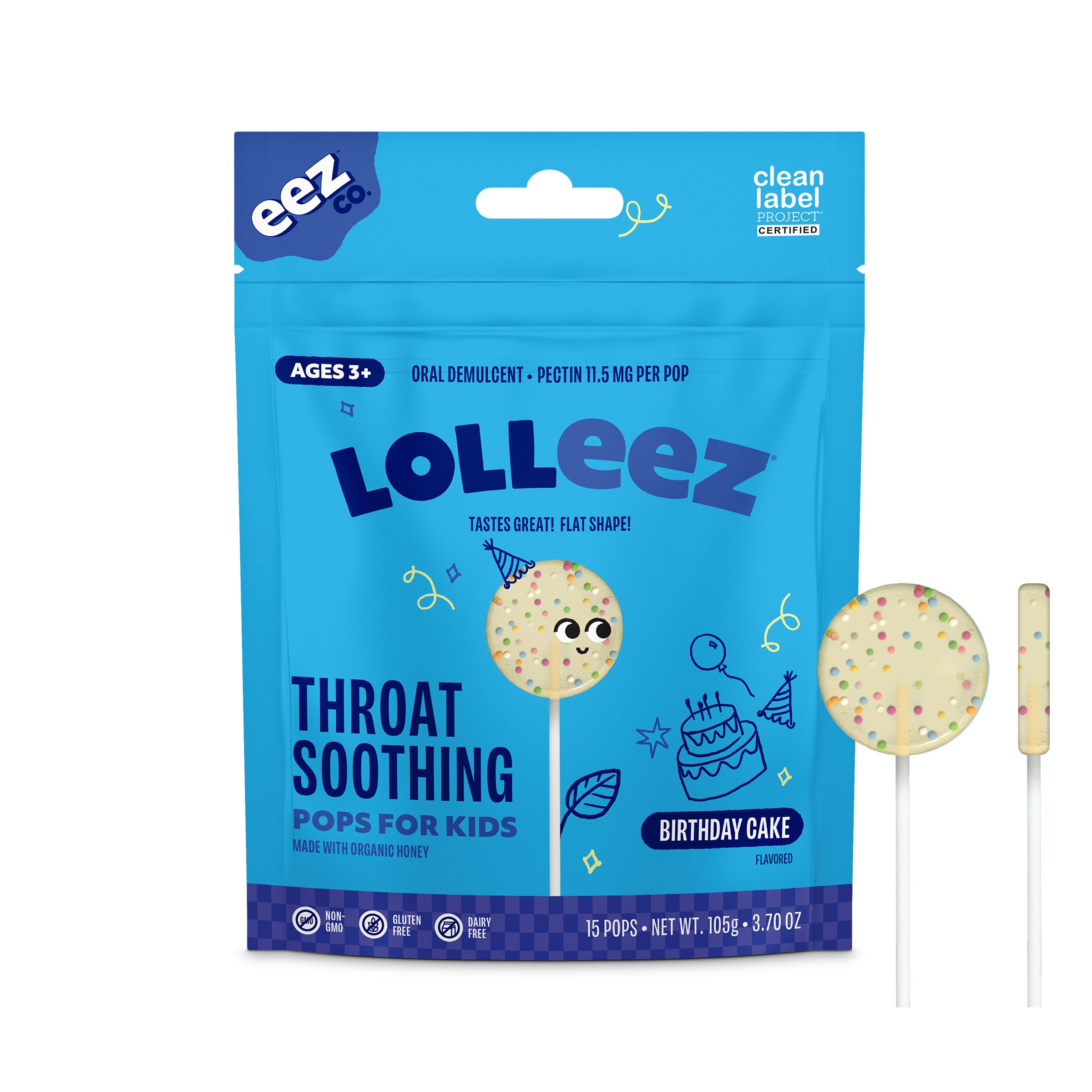 Lolleez Kids Organic Sore Throat Pops - Birthday Cake - Shop Cough ...
