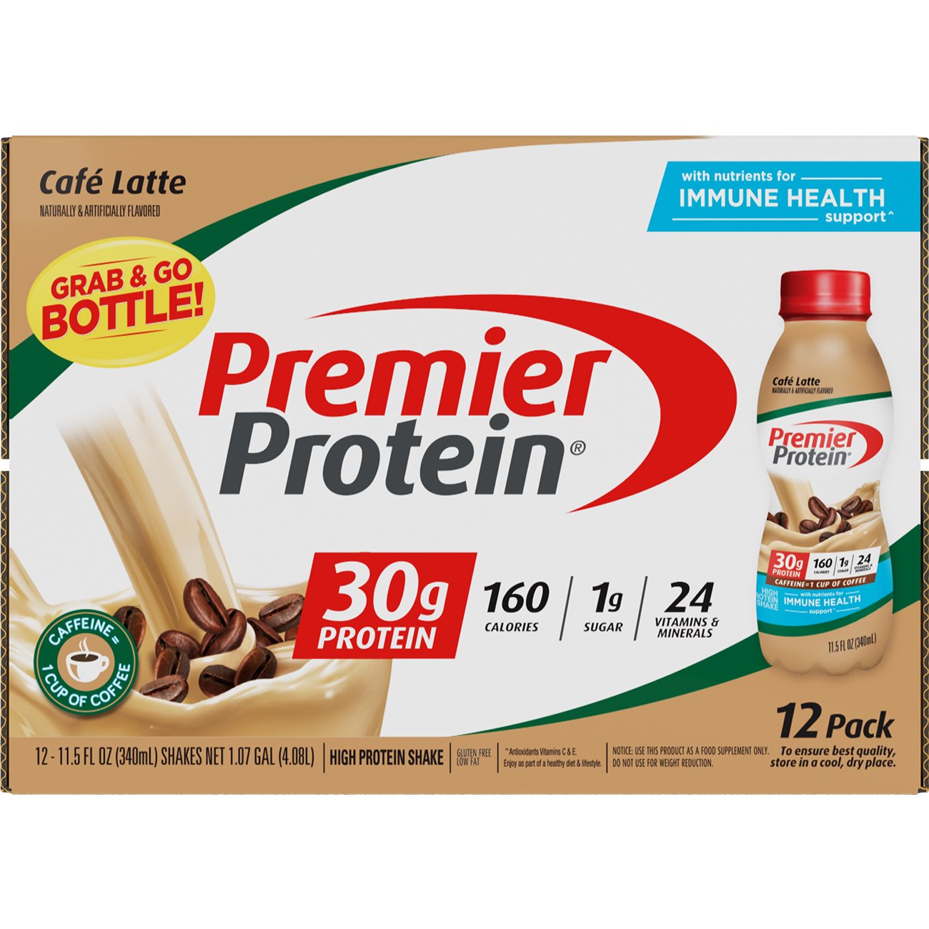 Premier Protein 30g Protein Shakes 12 pk Bottles - Café Latte - Shop ...