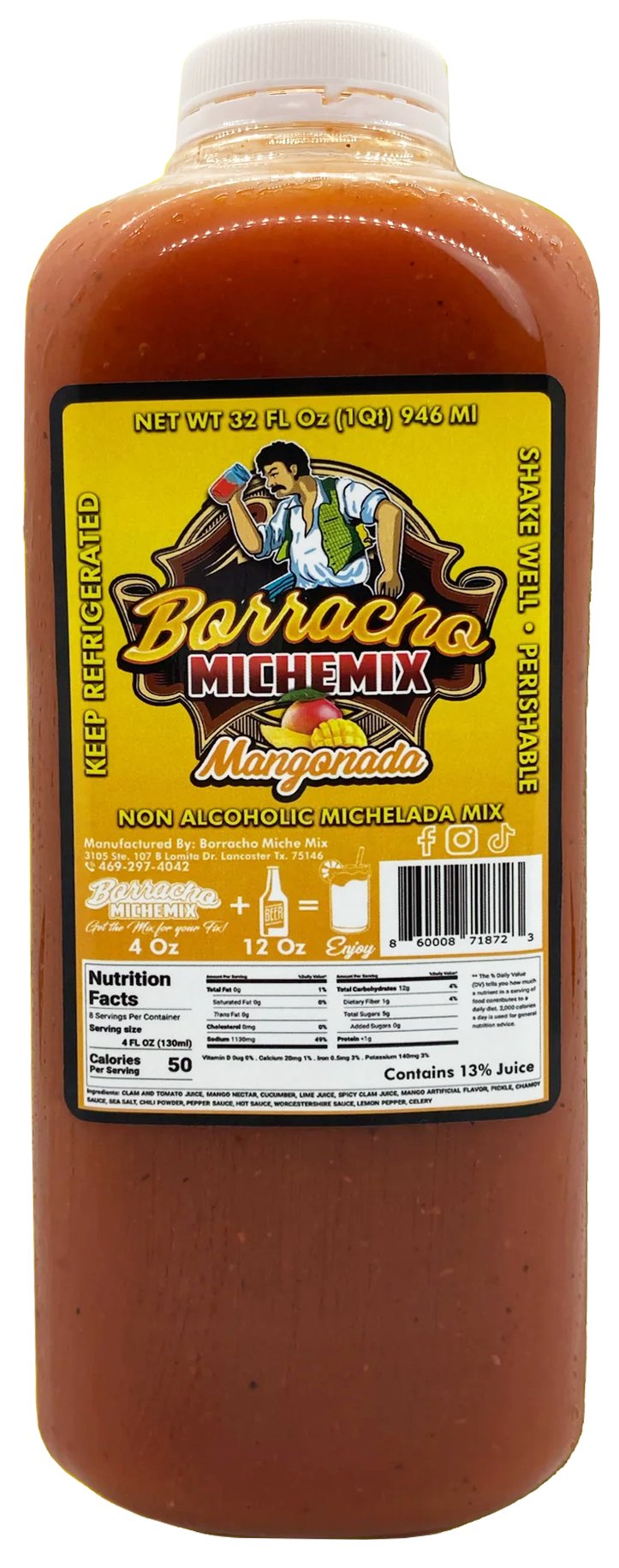 Borracho Miche Mix Mangonada Michelada Mix, 32 oz | Central Market ...
