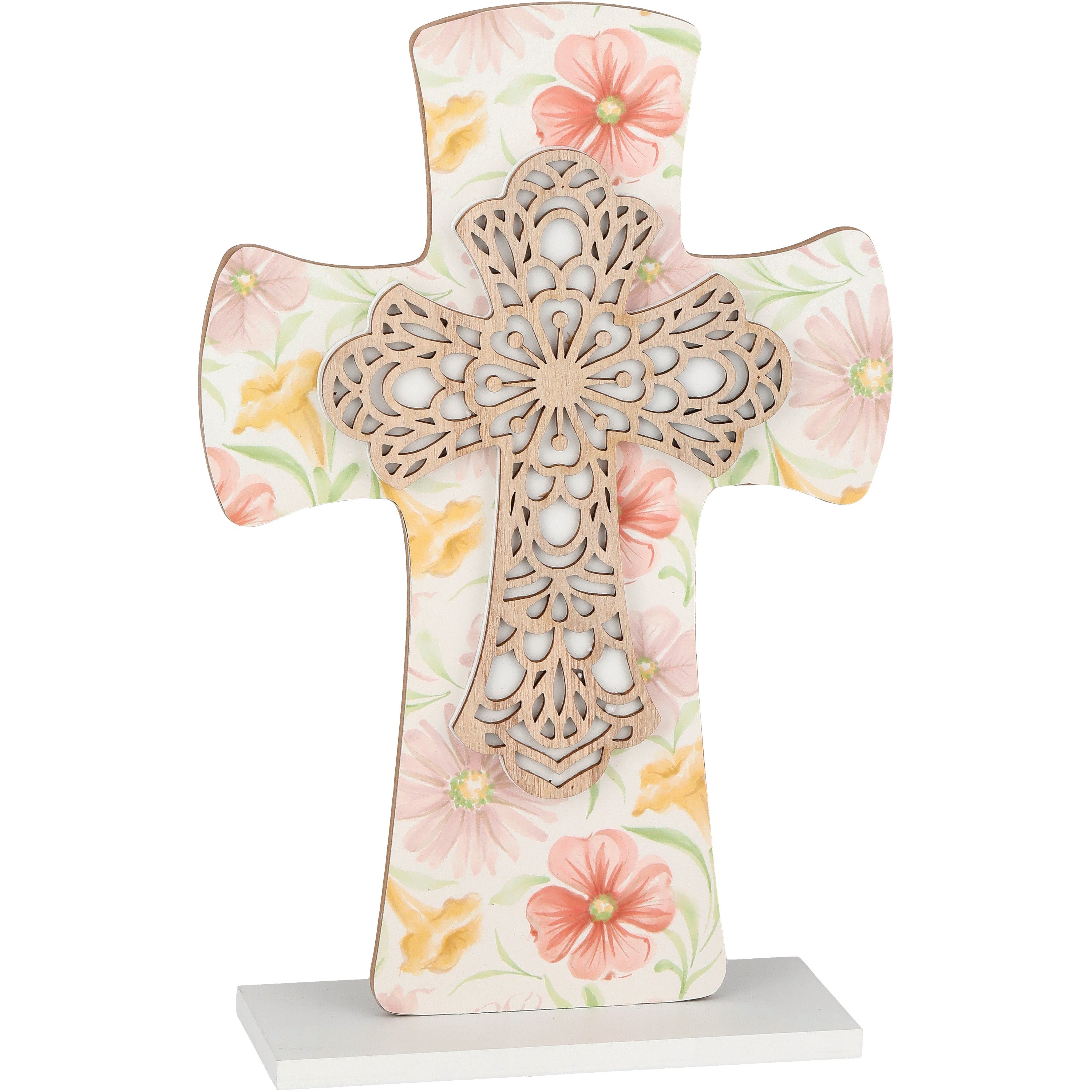 Destination Holiday Layered Floral Cross Easter Tabletop Decor - Shop ...