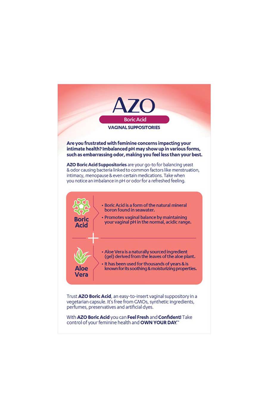 Azo Boric Acid Vaginal Suppositories - Shop Medicines & treatments at H-E-B