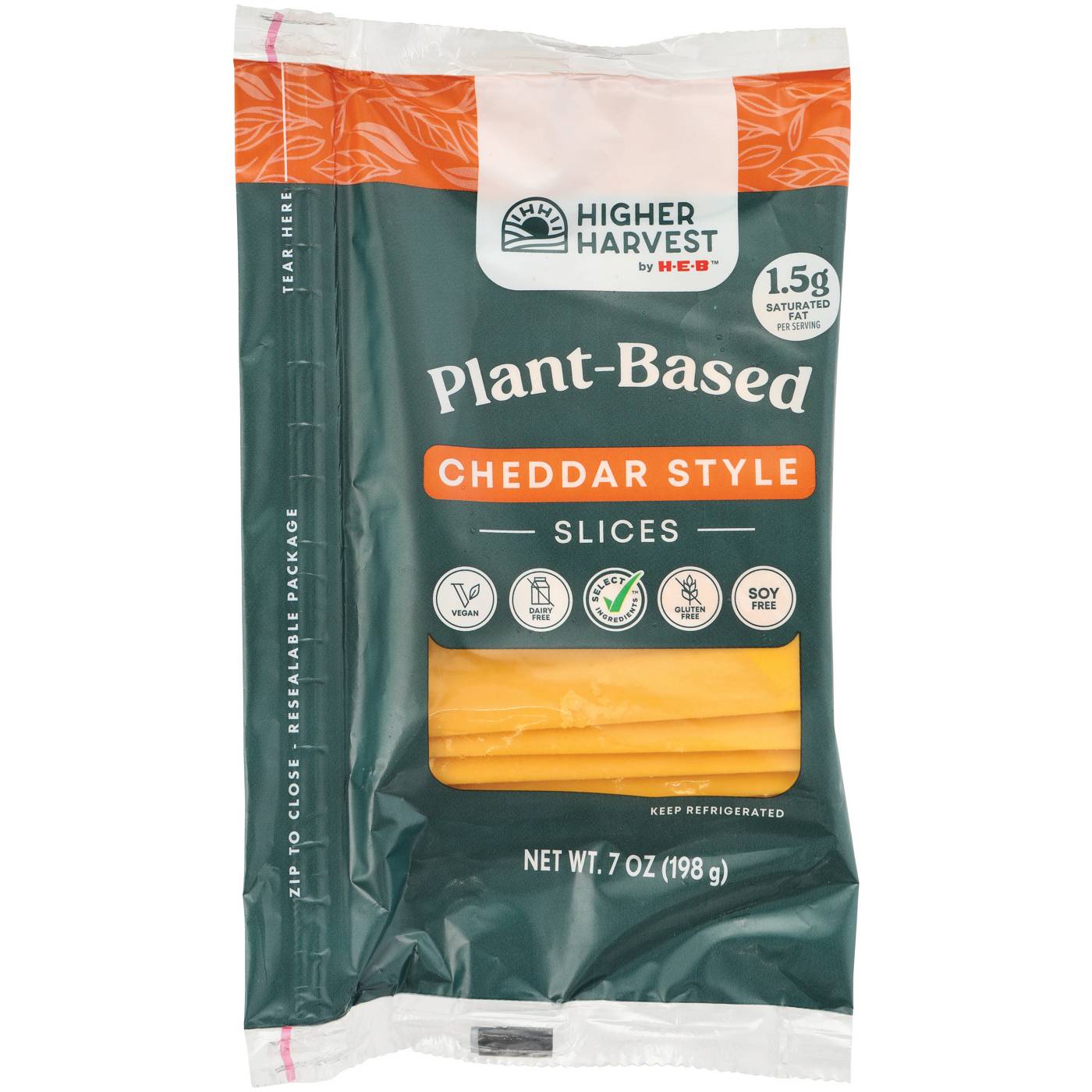 Higher Harvest by H-E-B Plant Based Sliced Cheddar Cheese - Shop Cheese ...
