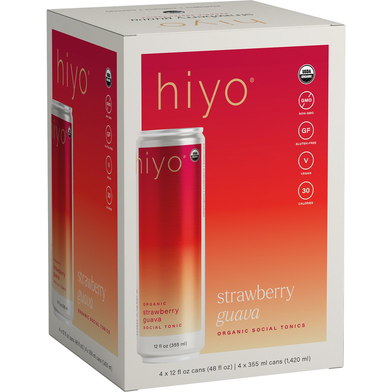 hiyo Organic Non-Alcoholic Social Tonic 4 pk Cans - Strawberry Guava ...