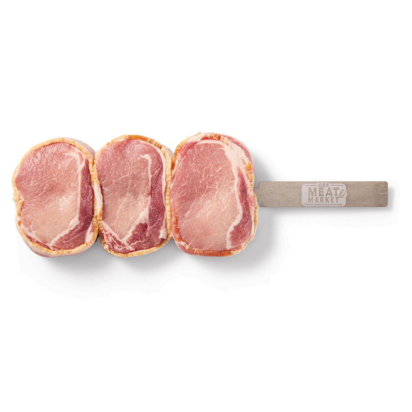 H-E-B Meat Market Skewered Bacon-Wrapped Ribeye Pork Chops - Shop Pork ...