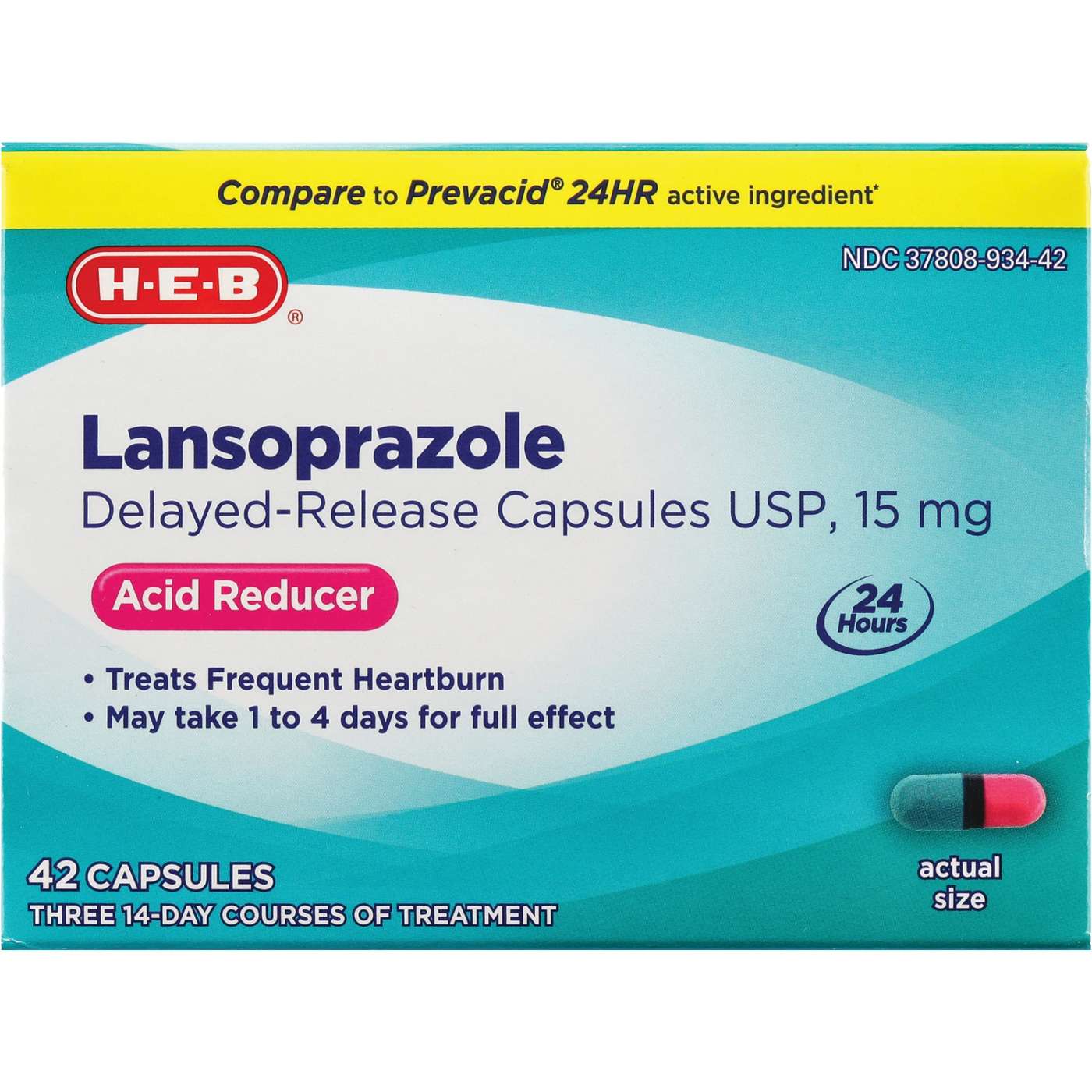 H-E-B Lansoprazole Acid Reducer Capsules 15mg - Shop Digestion & nausea ...