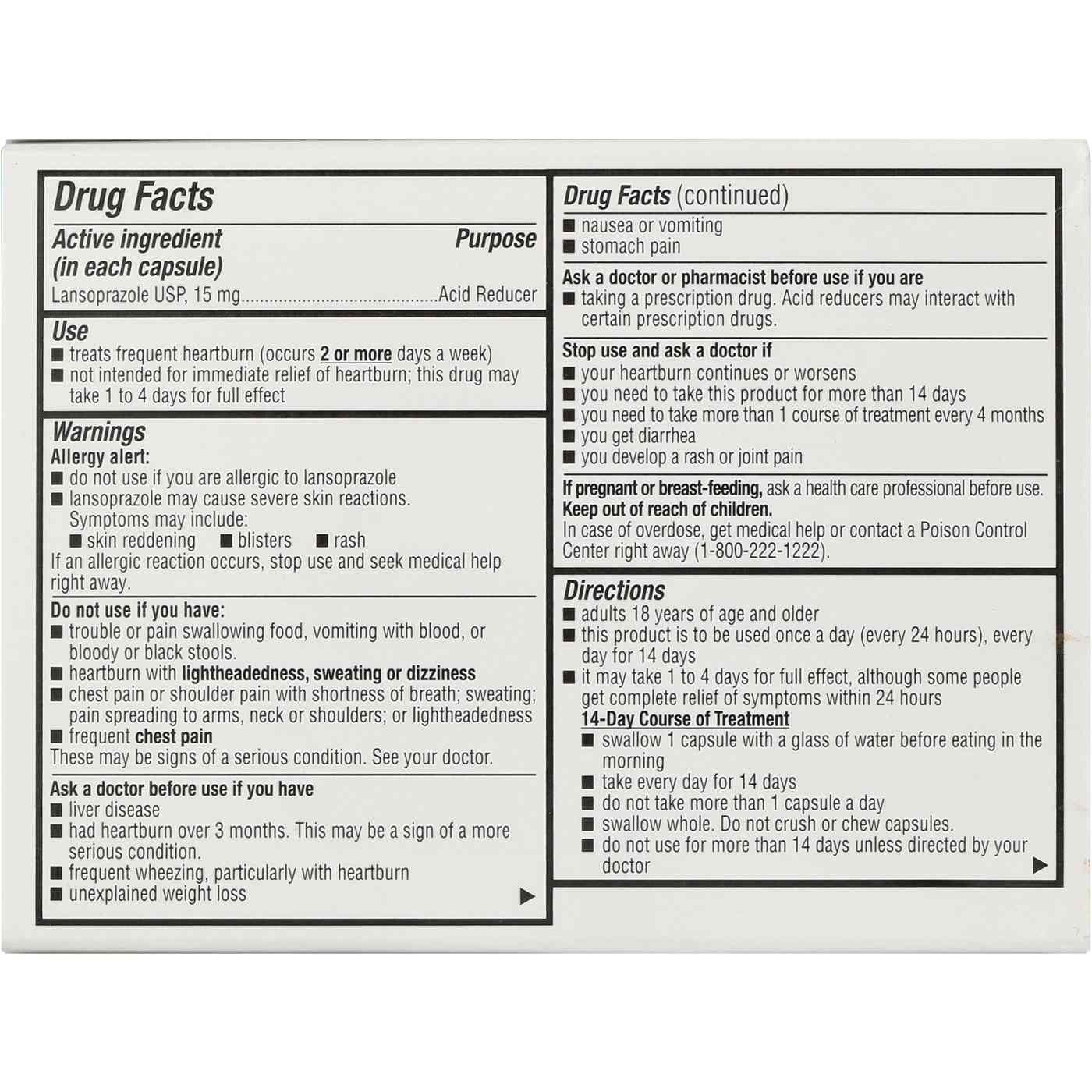 H-E-B Lansoprazole Acid Reducer Capsules 15mg - Shop Digestion & nausea ...