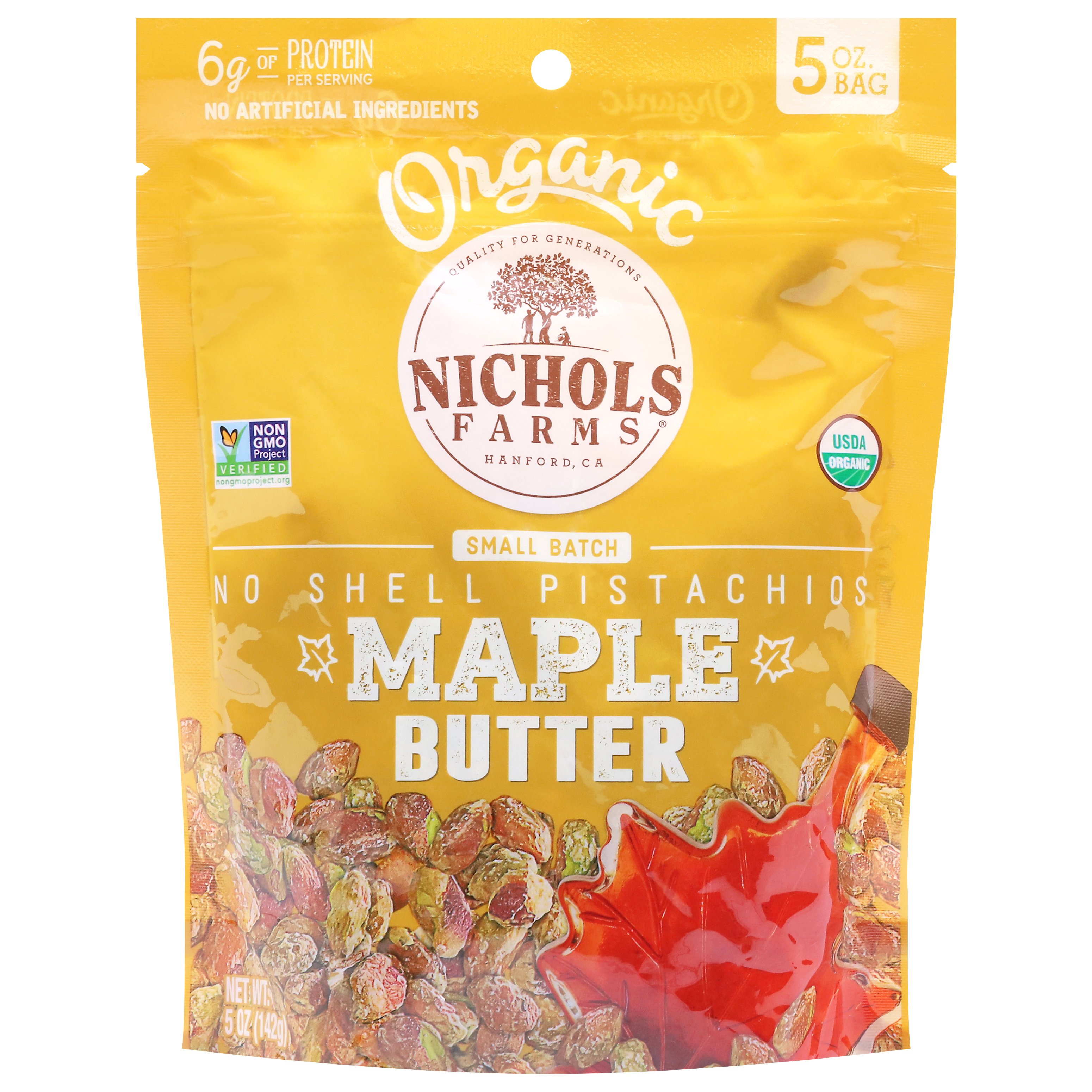 Nichols Farms Organic No Shell Pistachios - Maple Butter - Shop Nuts ...