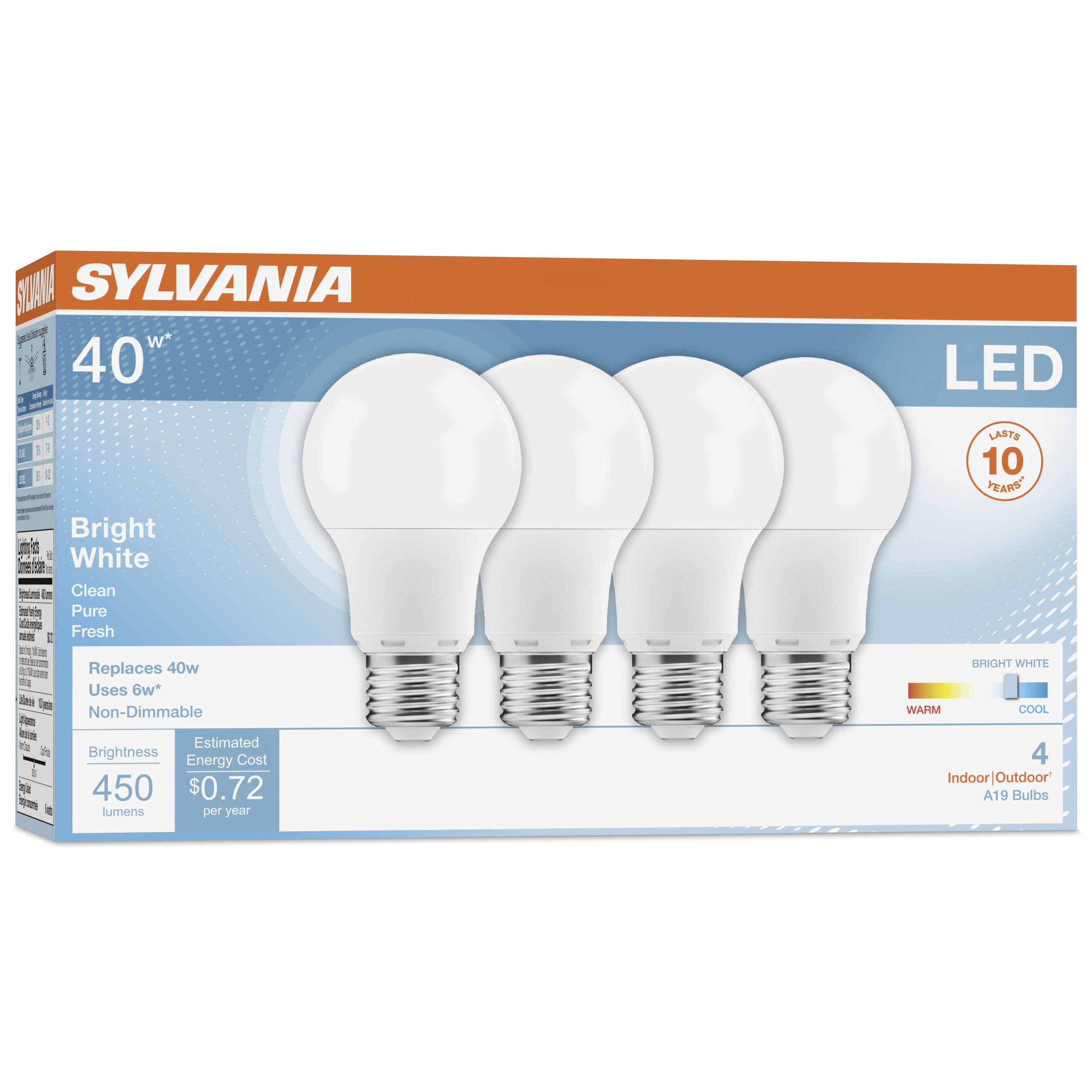 Sylvania A19 40-Watt LED Light Bulbs - Bright White - Shop Light bulbs ...