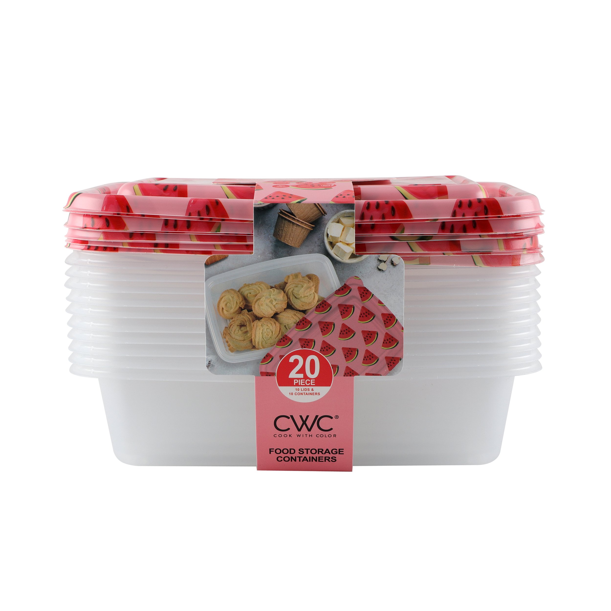Cook With Color Watermelon Rectangle Food Storage Containers & Lids, 10 ...