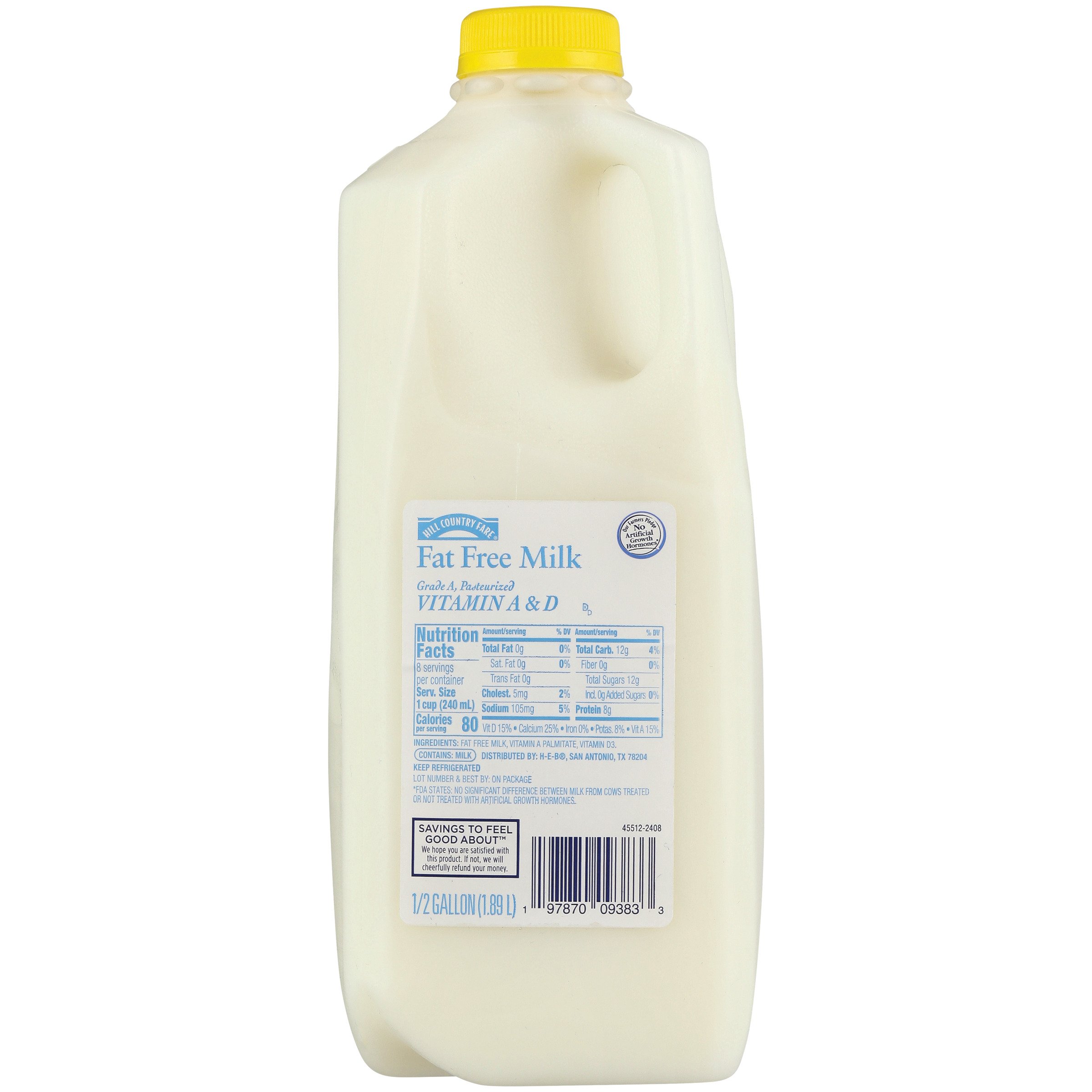 Hill Country Fare Fat Free Milk - Shop Milk at H-E-B