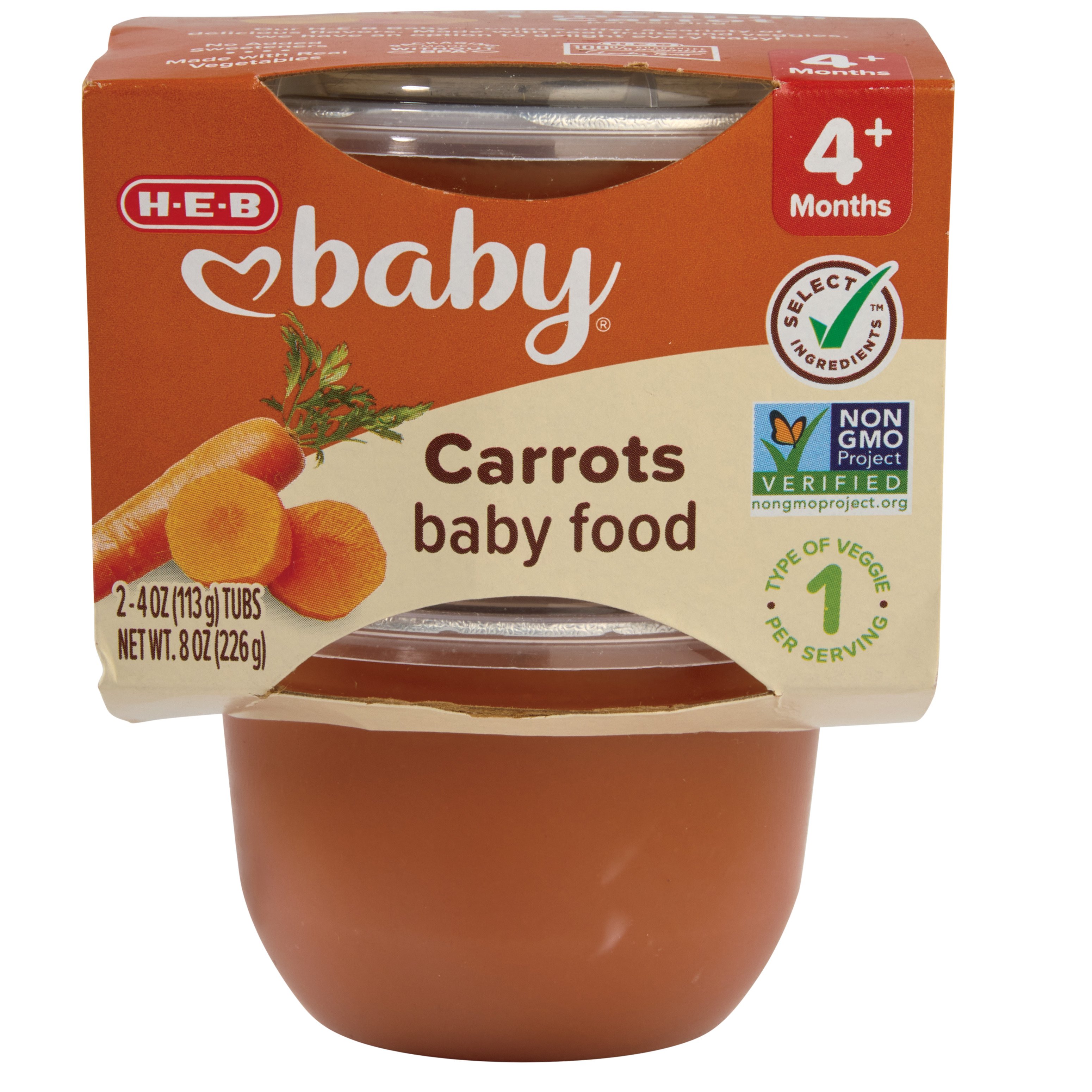 H-E-B Baby Food - Carrot, 4 oz Tubs - Shop Baby food at H-E-B