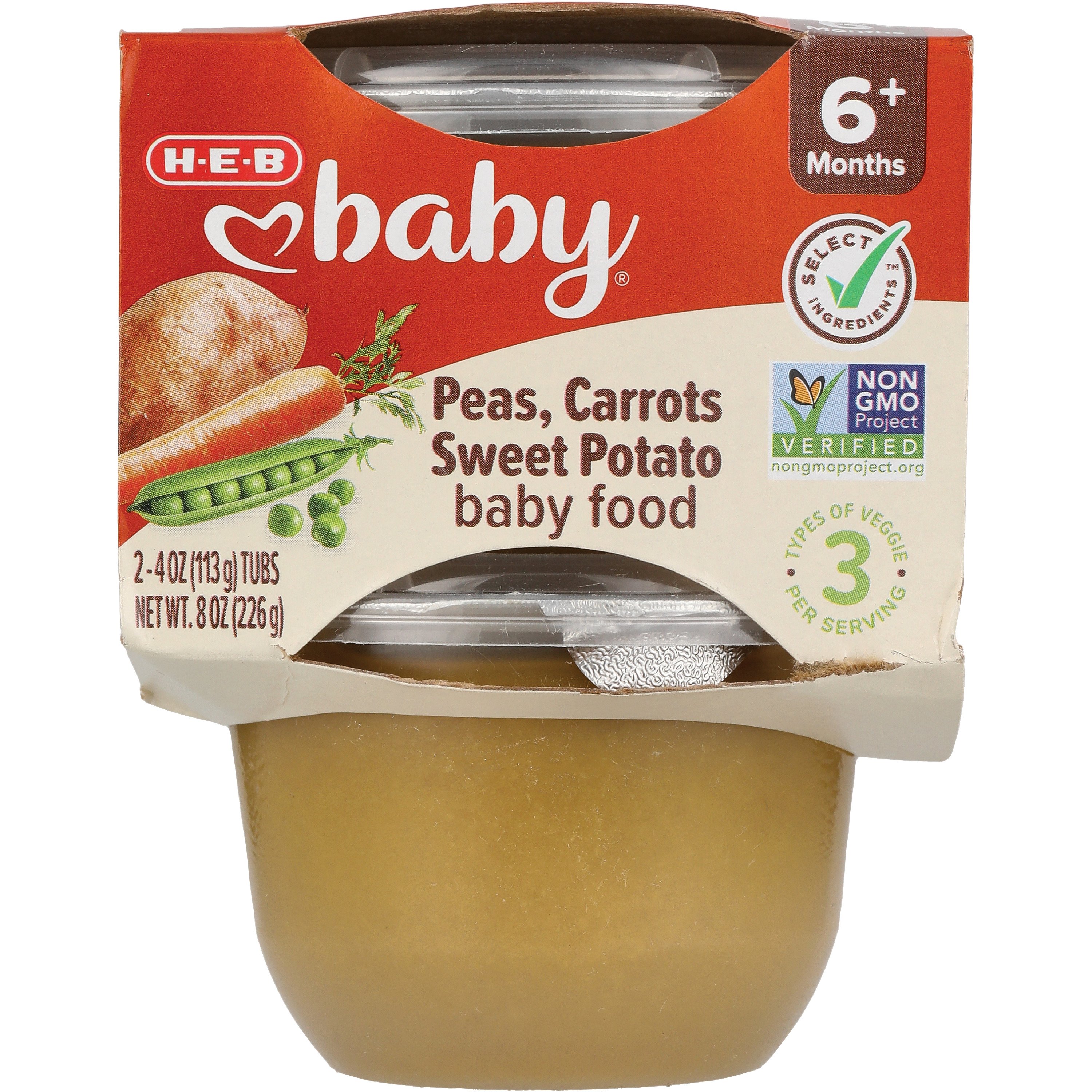 H-E-B Baby Food - Carrot Sweet Potato Peas, 4 oz Tubs - Shop Baby food ...
