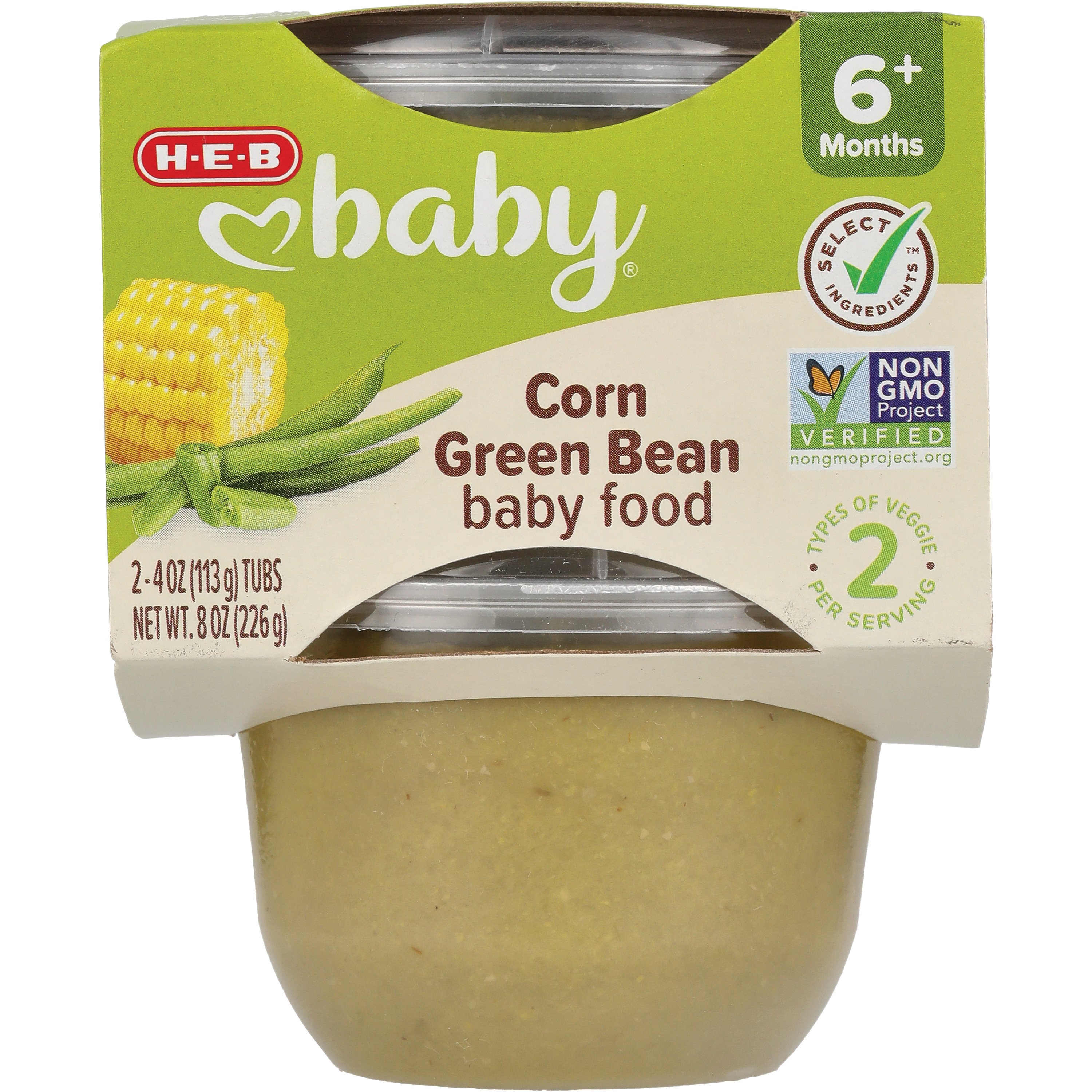H-E-B Baby Food - Corn Green Beans, 4 oz Tubs - Shop Baby food at H-E-B