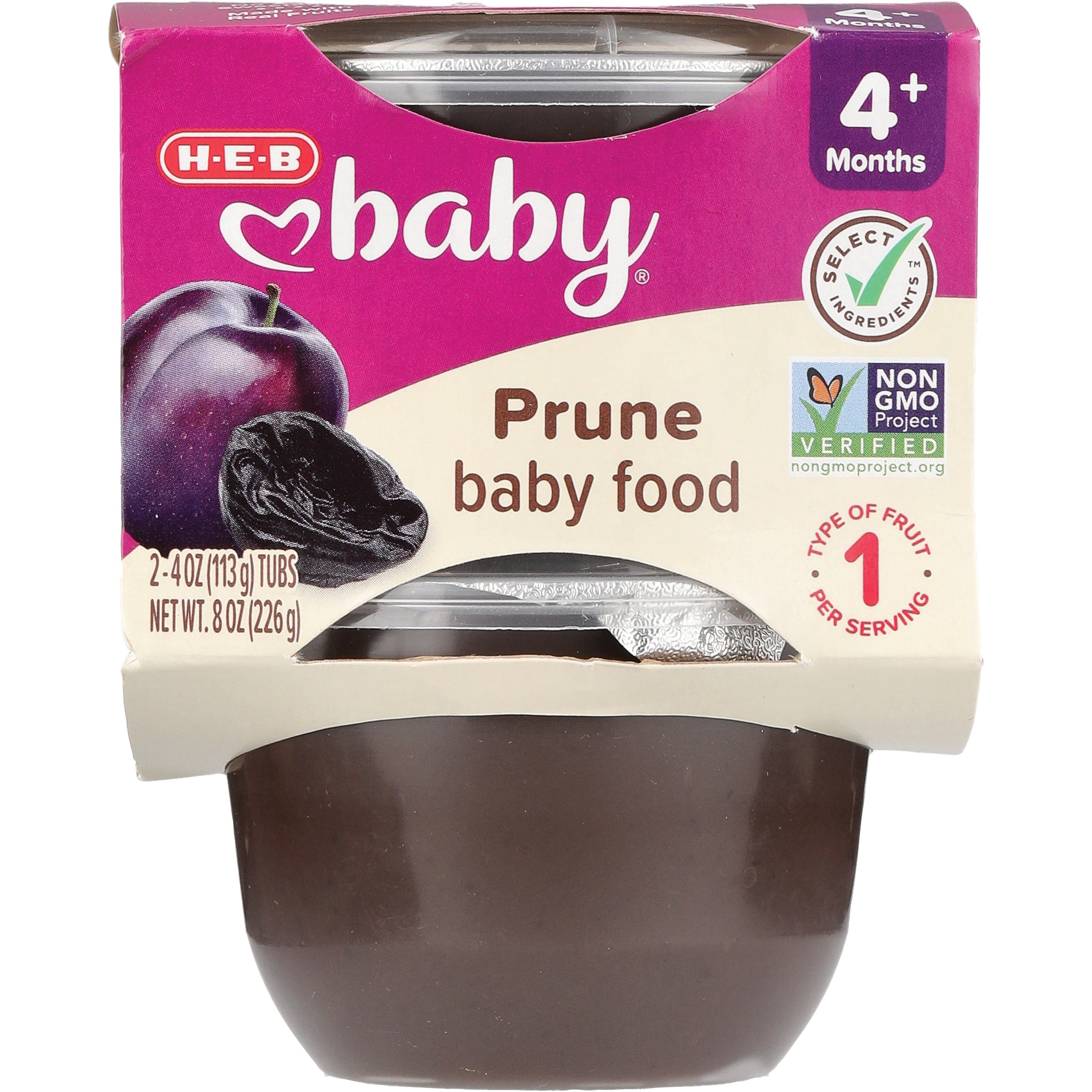 H-E-B Baby Food - Prune, 4 oz Tubs, 2 pk | Low Prices & Quality ...