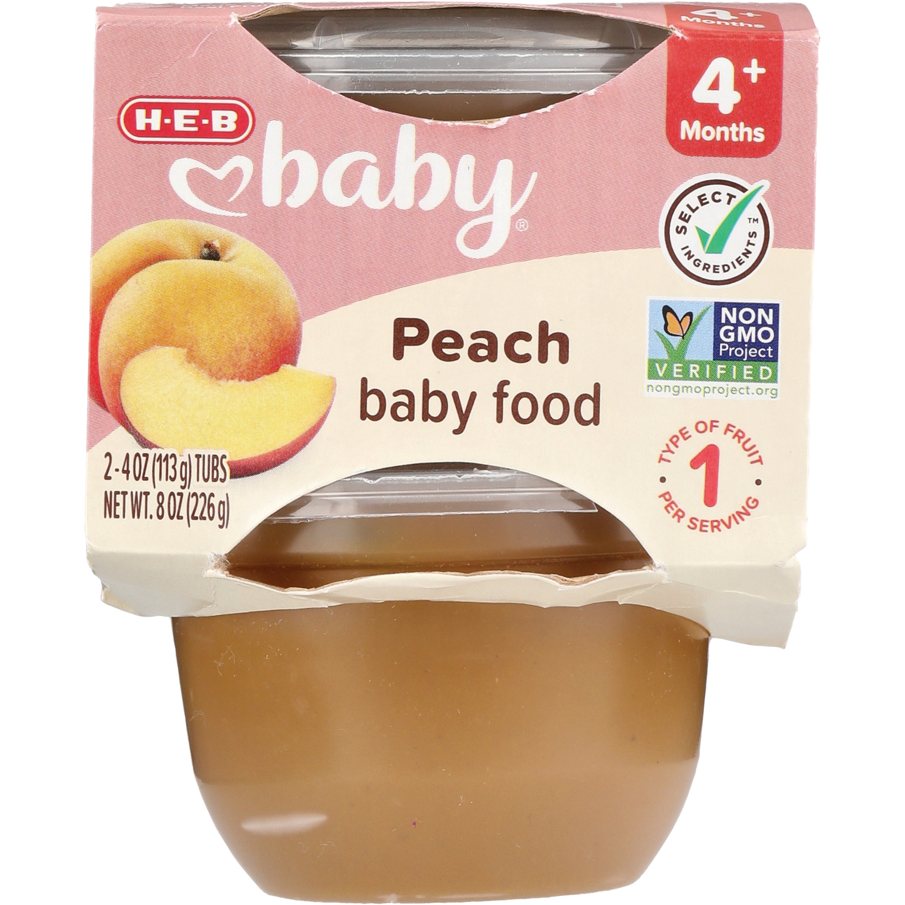 H-E-B Baby Food - Peach, 4 oz Tubs - Shop Baby food at H-E-B