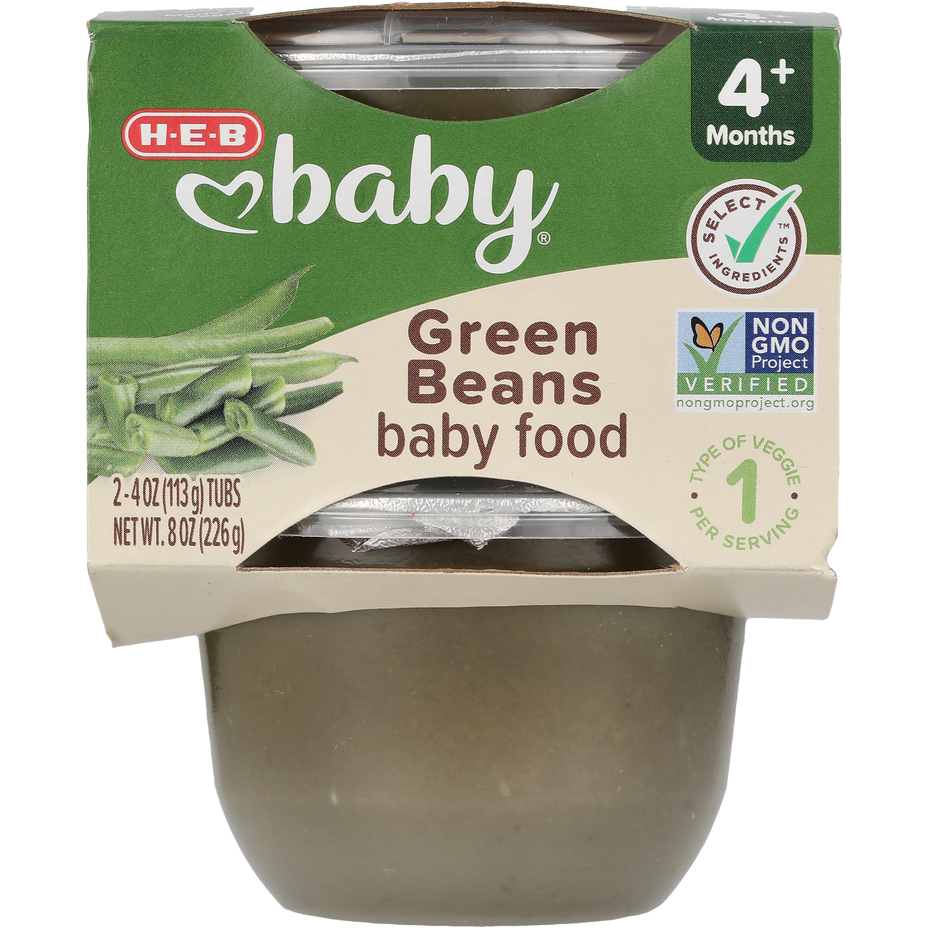 H-E-B Baby Food - Green Beans, 4 oz Tubs, 2 pk | Joe V's Smart Shop ...
