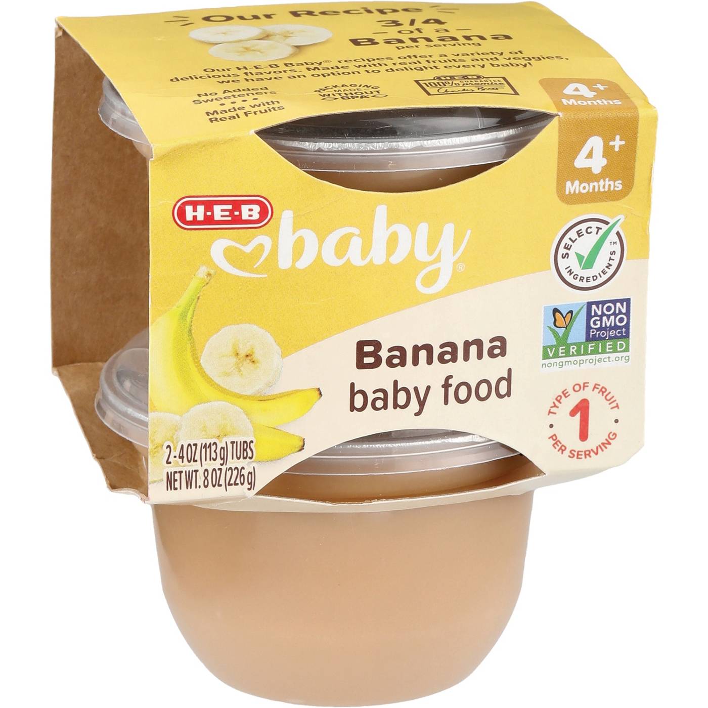 H-E-B Baby Food - Banana, 4 oz Tubs - Shop Baby food at H-E-B
