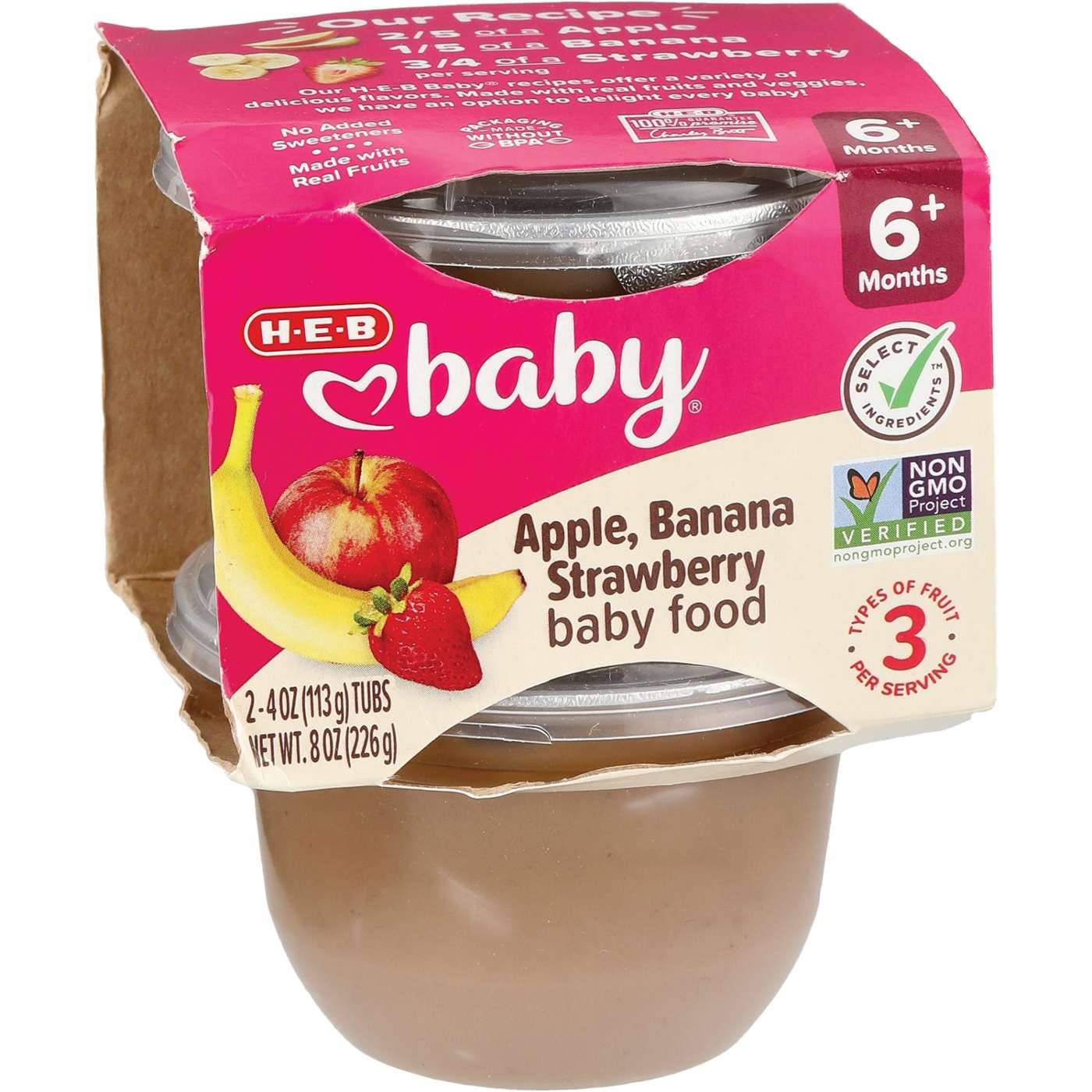 H-E-B Baby Food - Apple Banana Strawberry, 4 oz Tubs - Shop Baby food ...