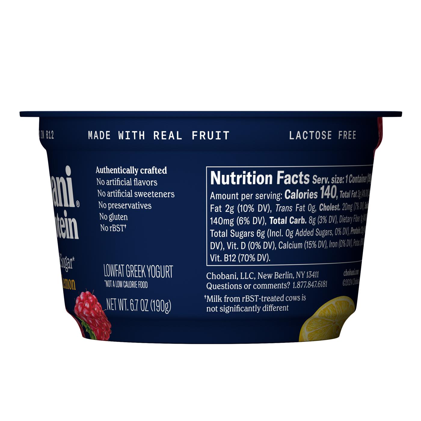 Chobani 20G Protein Zero Sugar Added Greek Yogurt - Raspberry Lemon ...