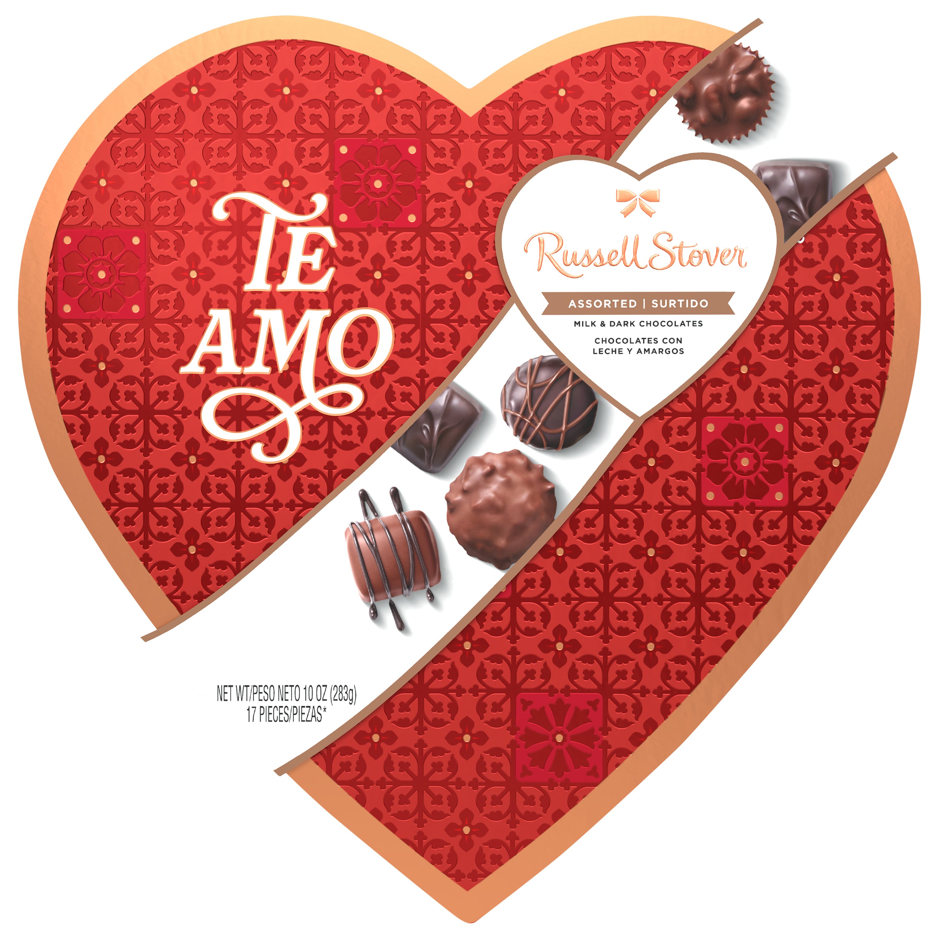 Russell Stover Te Amo Assorted Chocolates Valentine's Heart Gift Box ...