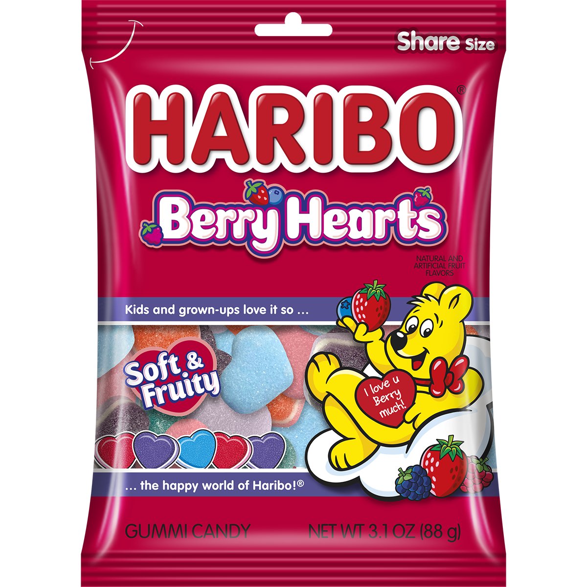 Haribo Berry Hearts Gummy Valentine's Candy - Shop Candy at H-E-B