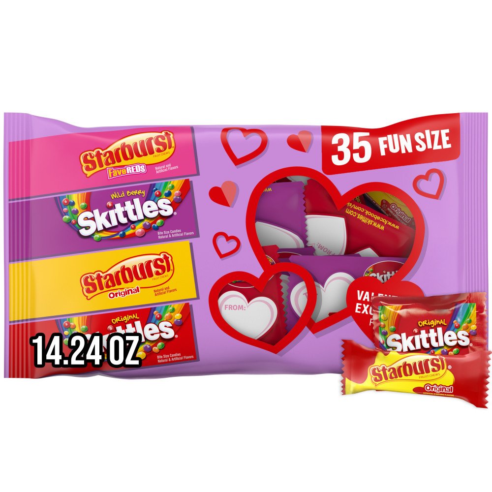 Skittles & Starburst Assorted Fun Size Valentine's Exchange Candy ...
