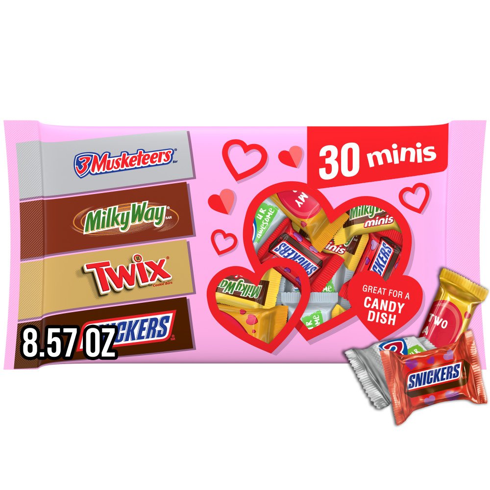 Snickers, Twix, Milky Way & 3 Musketeers Assorted Minis Valentine's ...