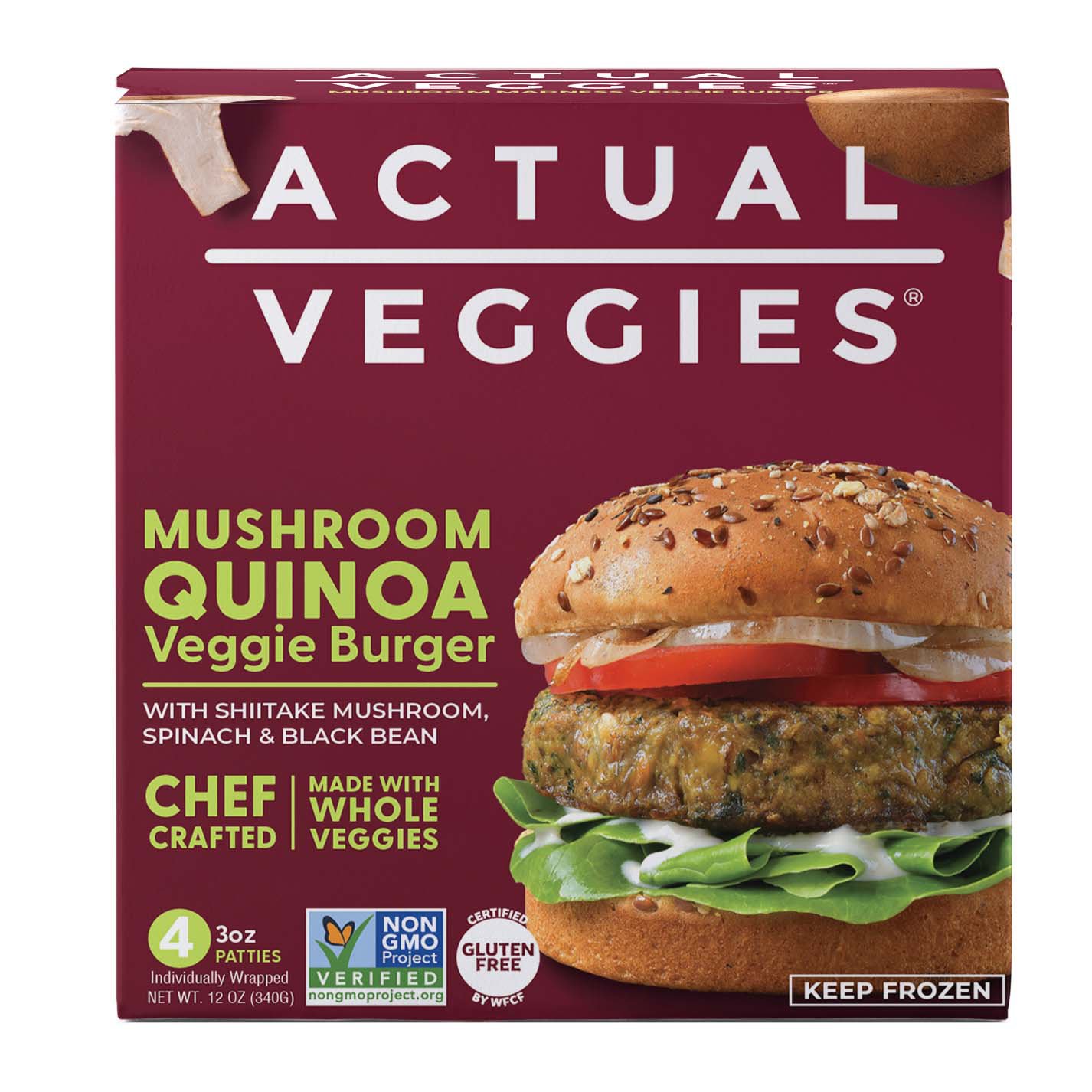 Actual Veggies Mushroom Quinoa Veggie Burger - Shop Meat alternatives ...