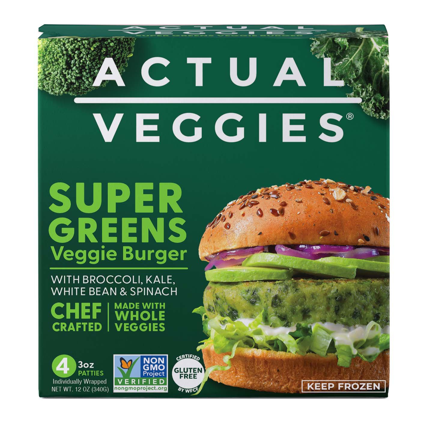 Actual Veggies Super Greens Veggie Burgers - Shop Meat alternatives at ...
