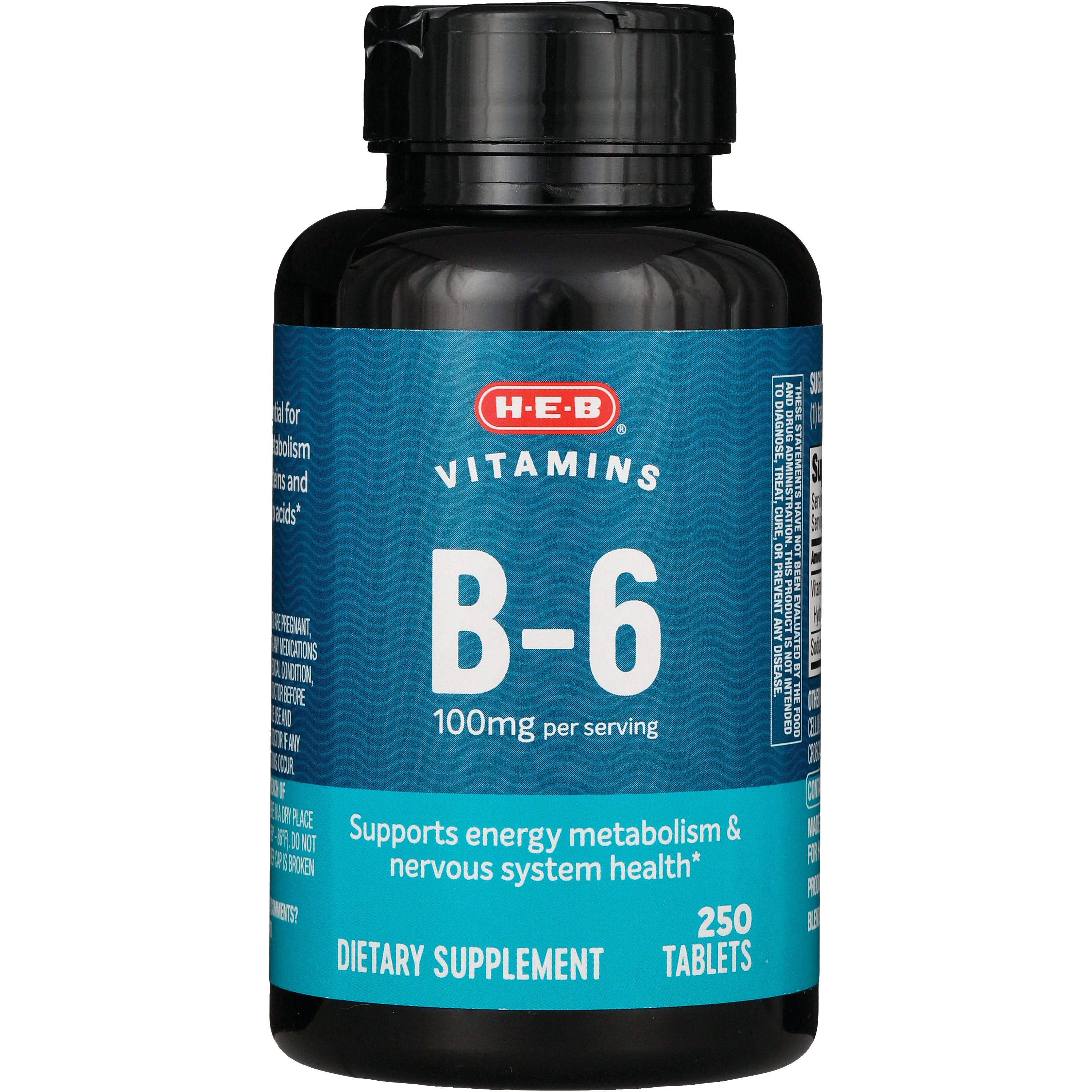 H-E-B Vitamins B-6 100 mg Tablets - Shop Vitamins A-Z at H-E-B