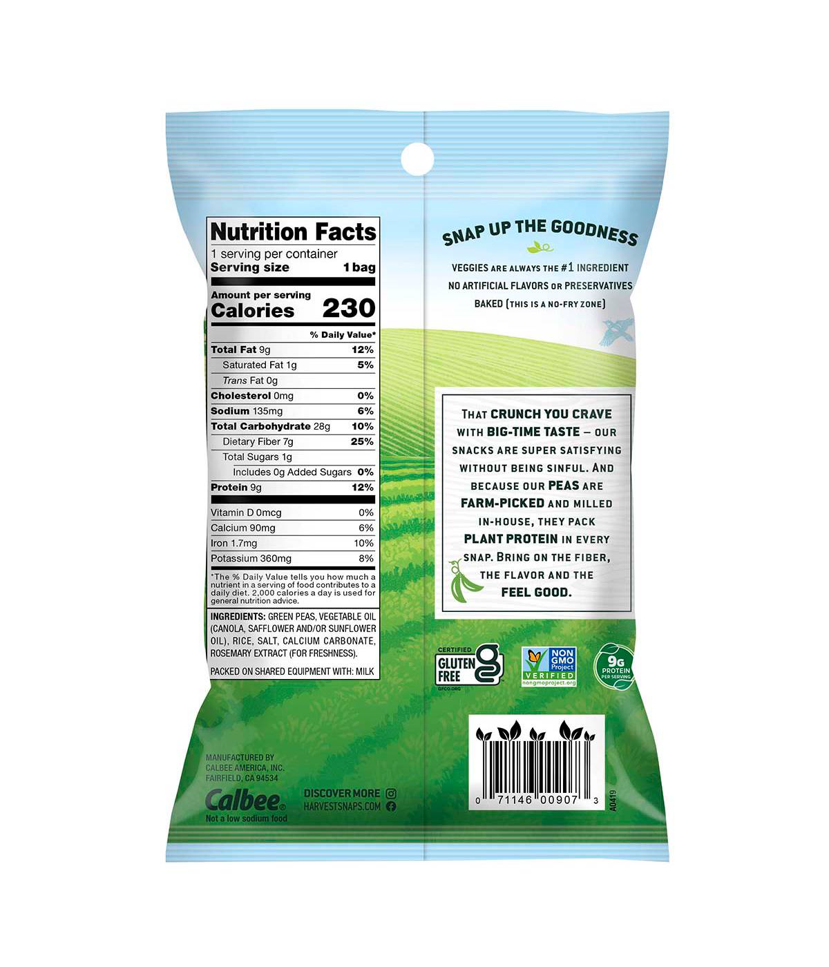 Calbee Harvest Snaps Lightly Salted Baked Green Pea Snack Crisps - Shop Chips at H-E-B