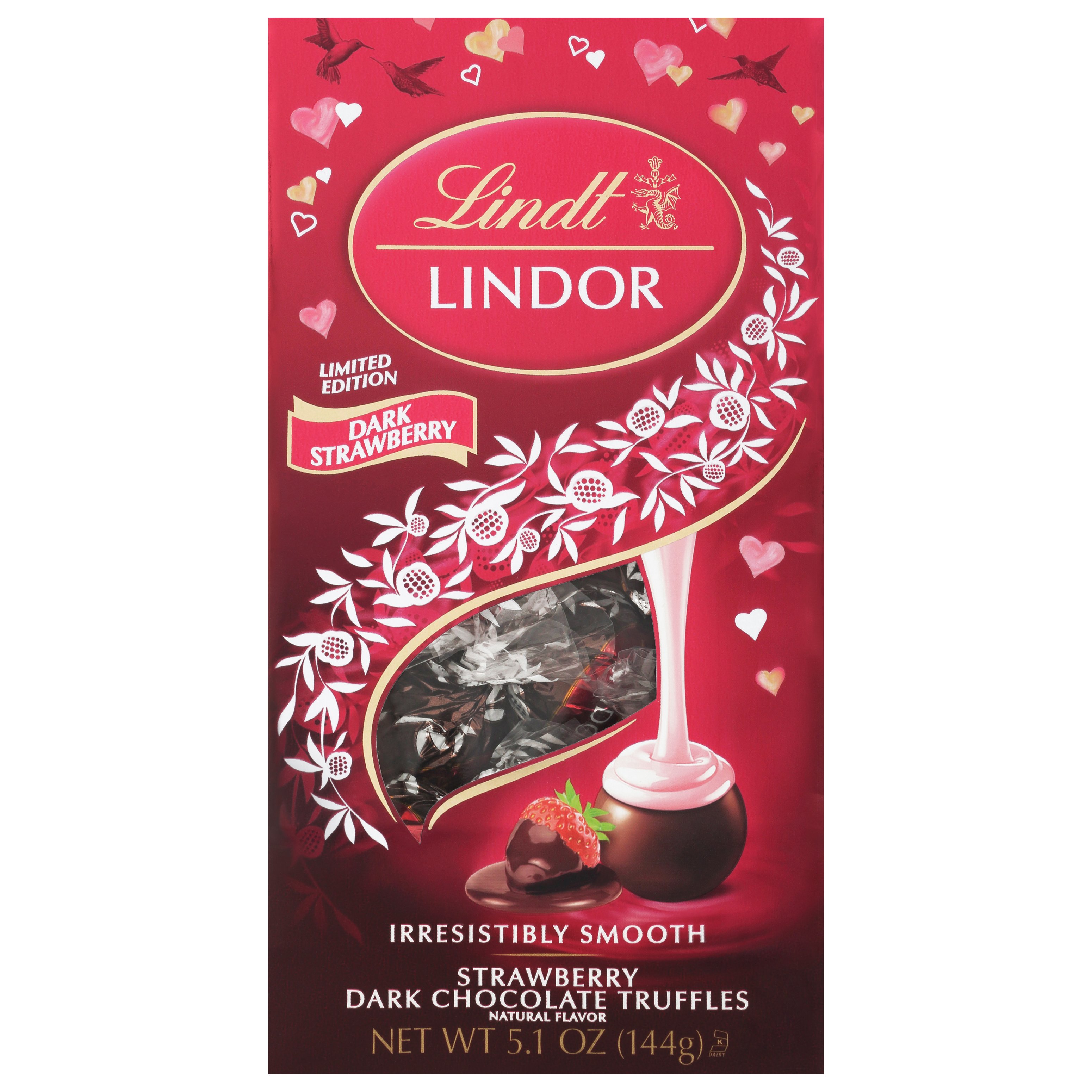 Lindt Lindor Strawberry Dark Chocolate Truffles Valentine's Candy ...