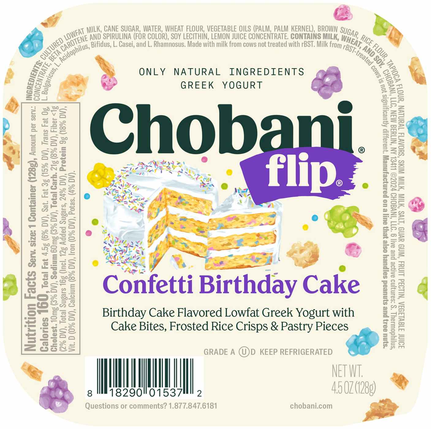 Chobani Flip Low-Fat Greek Yogurt - Confetti Birthday Cake - Shop ...