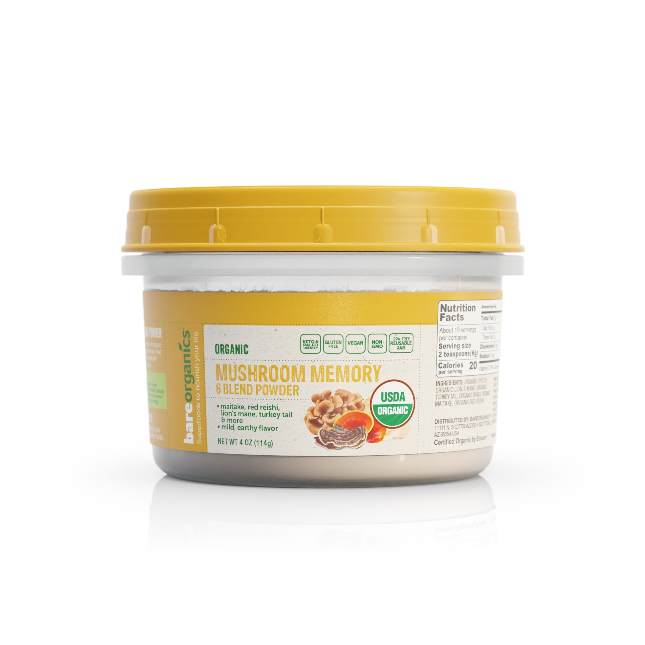Bare Organics Mushroom Memory 6 Blend Powder - Shop Herbs & homeopathy ...