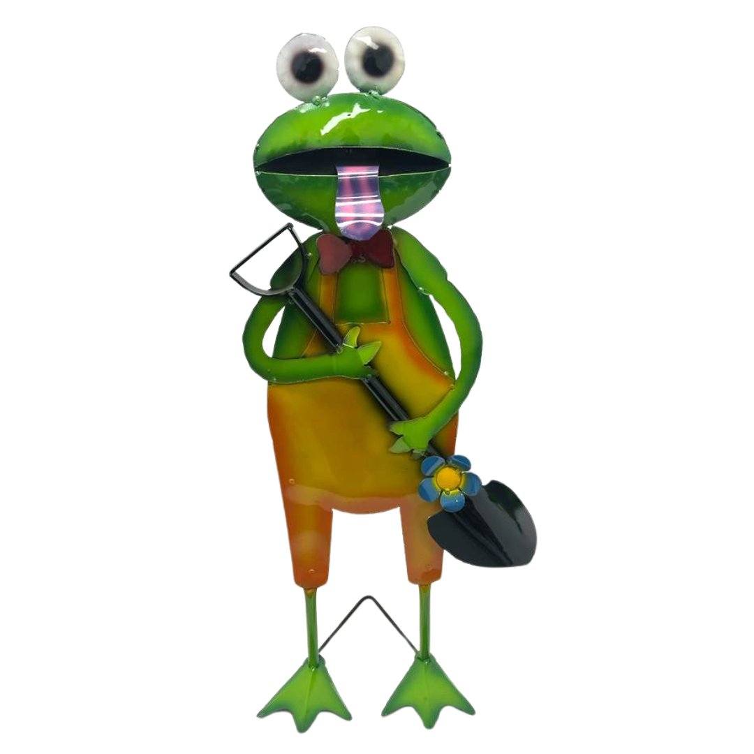 Creative Decor Sourcing Standing Frog with Shovel Metal Garden Statue ...