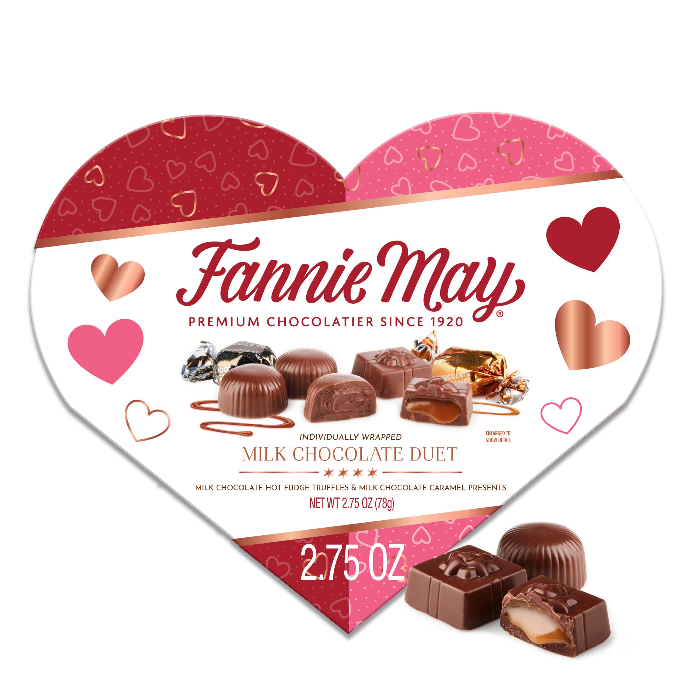 Fannie May Milk Chocolate Duet Hot Fudge Truffles & Caramel Presents ...