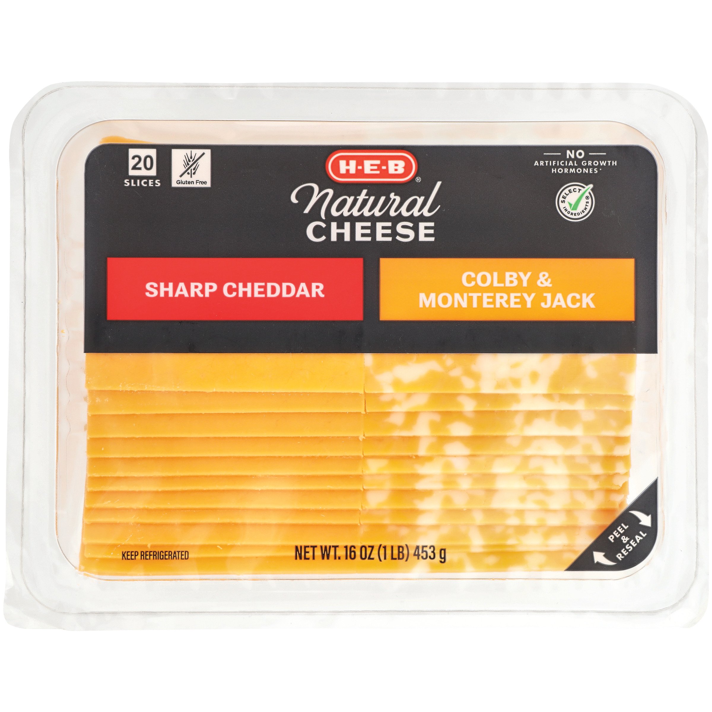 H-E-B Natural Sliced Cheese Sharp Cheddar & Colby Jack - Shop Cheese at ...