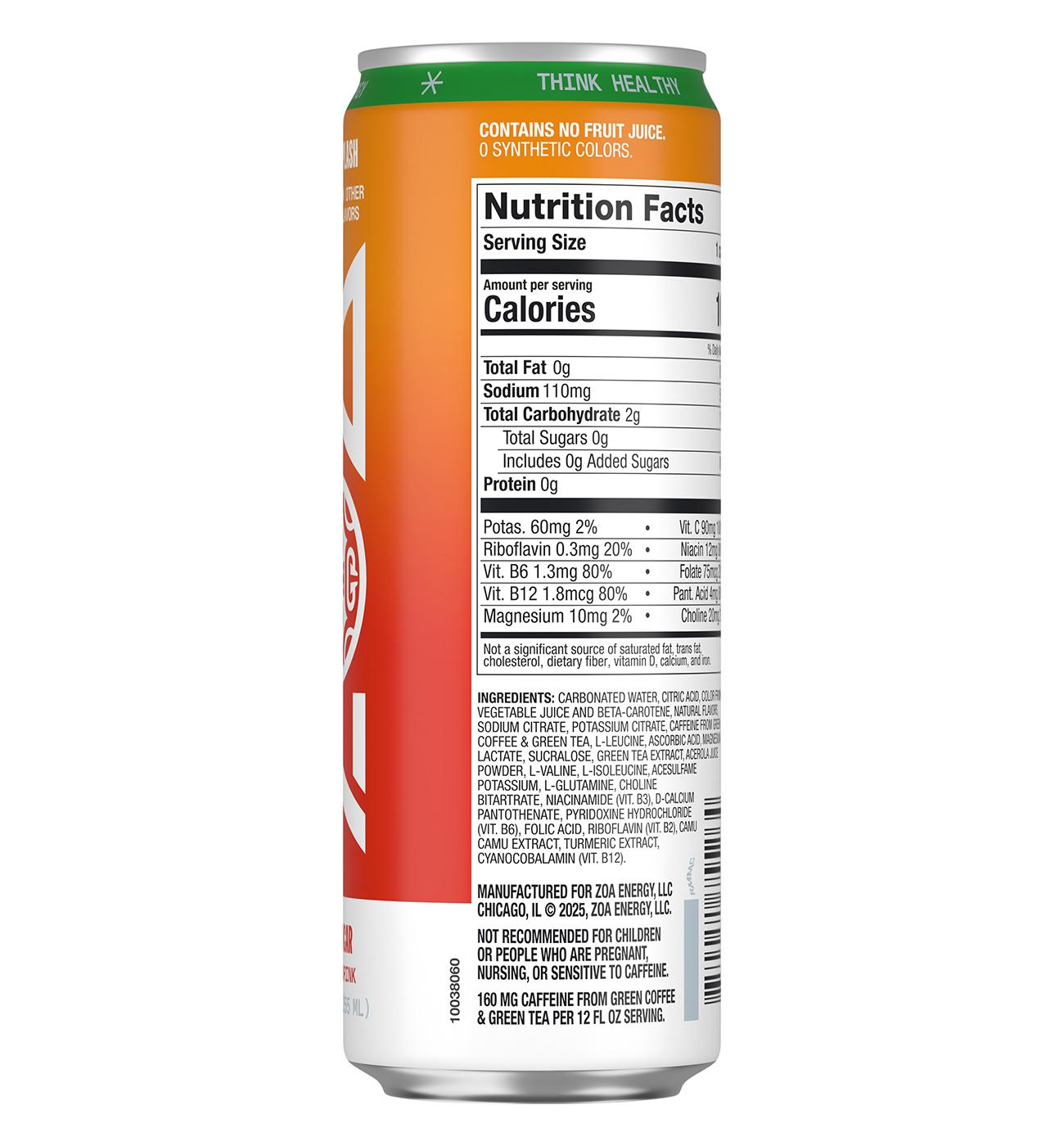 ZOA Zero Sugar Energy Drink - Mango Splash - Shop Sports & energy ...