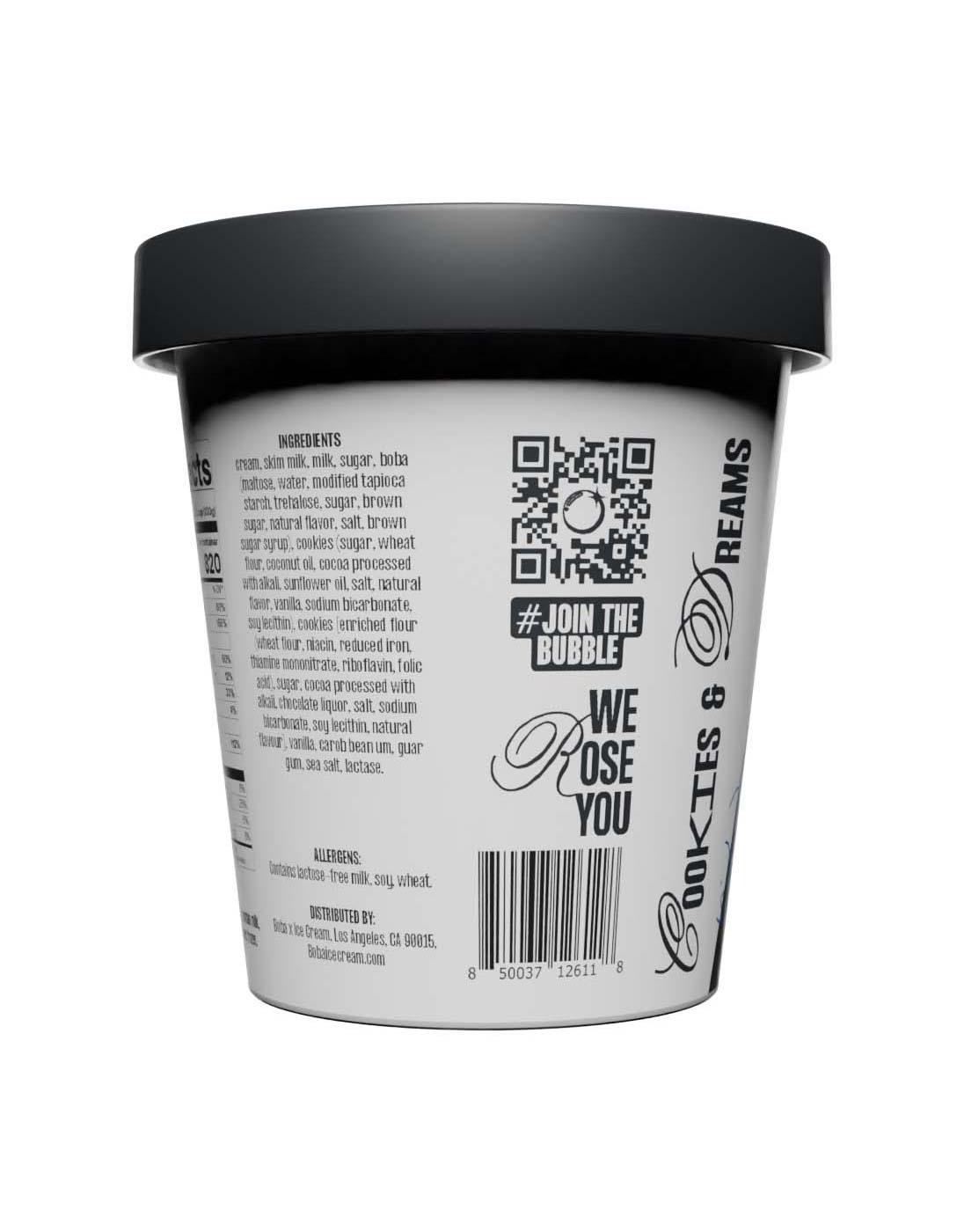 Boba X Ice Cream Lactose Free Ice Cream - Cookies & Dreams - Shop Ice ...