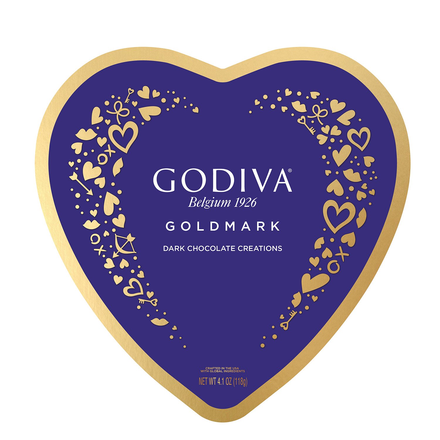 Godiva Goldmark Dark Chocolate Creations Valentine's Heart Gift Box, 14 ...