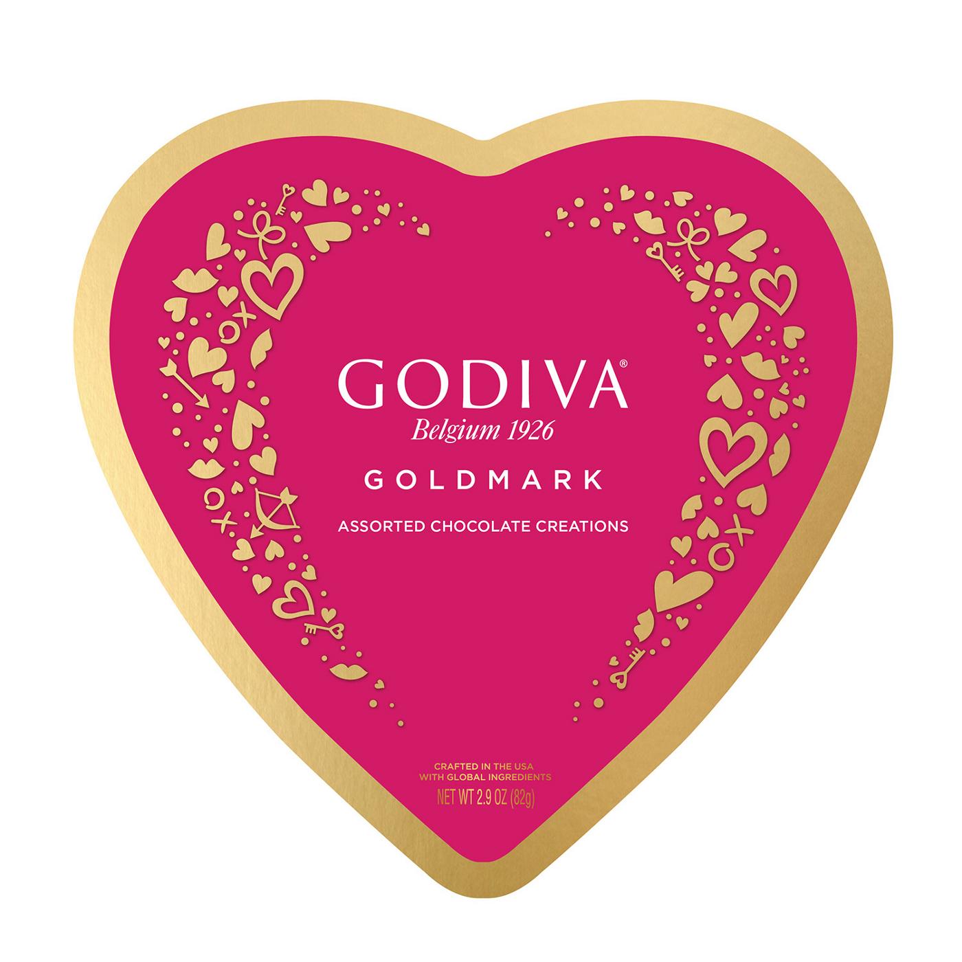 Godiva Goldmark Assorted Chocolate Creations Valentine's Heart Gift Box ...