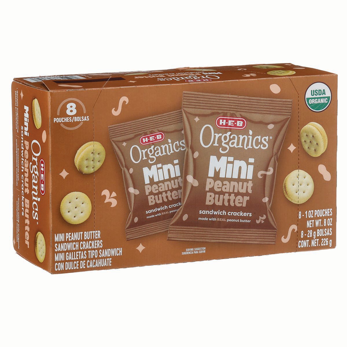 H-E-B Organics Mini Peanut Butter Sandwich Crackers 1 oz Bags - Shop ...