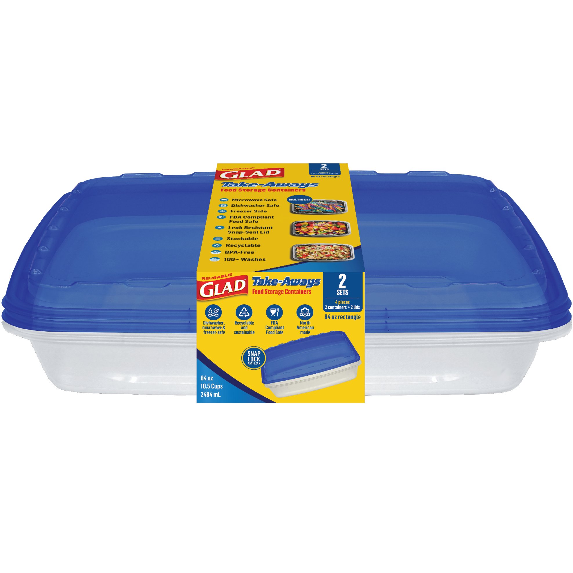 Glad Take-Aways Rectangle Food Storage Containers, 2 pk - Shop Food ...