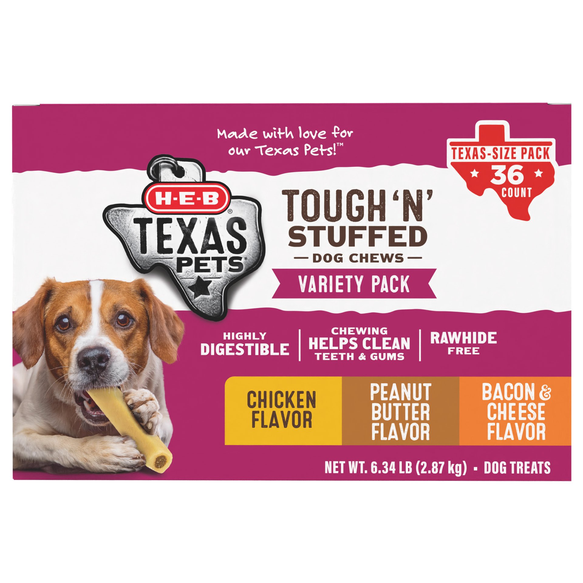 H-E-B Texas Pets Tough 'N' Stuffed Dog Chew - Variety Pack - Shop Bones ...