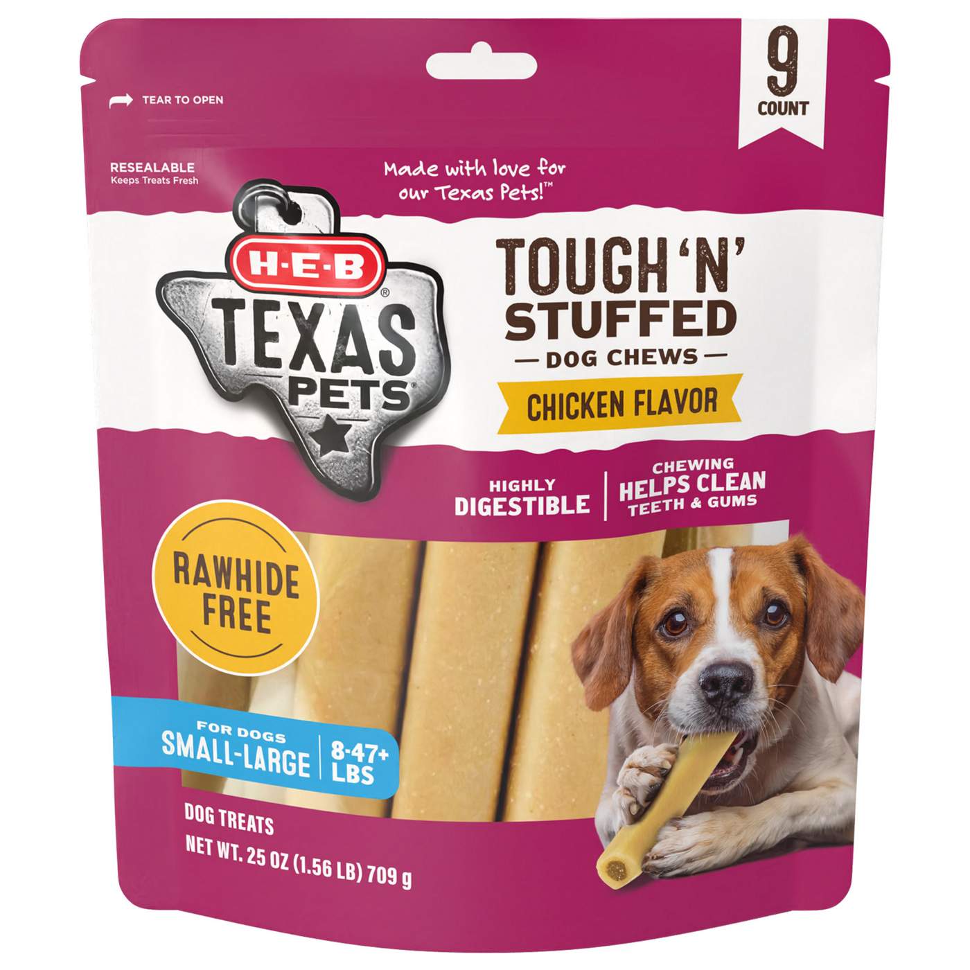 H-E-B Texas Pets Tough 'N' Stuffed Dog Chew - Chicken - Shop Bones ...