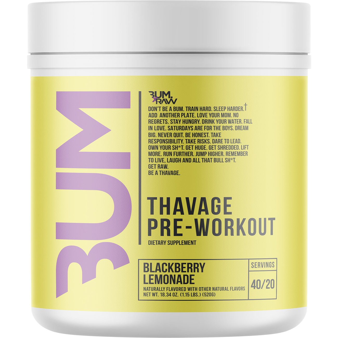 Raw Bum Thavage Pre-Workout - Blackberry Lemonade - Shop Diet & fitness ...