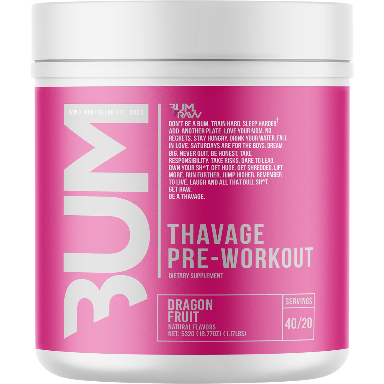 Raw Bum Thavage Pre-Workout - Dragon Fruit - Shop Diet & fitness at H-E-B
